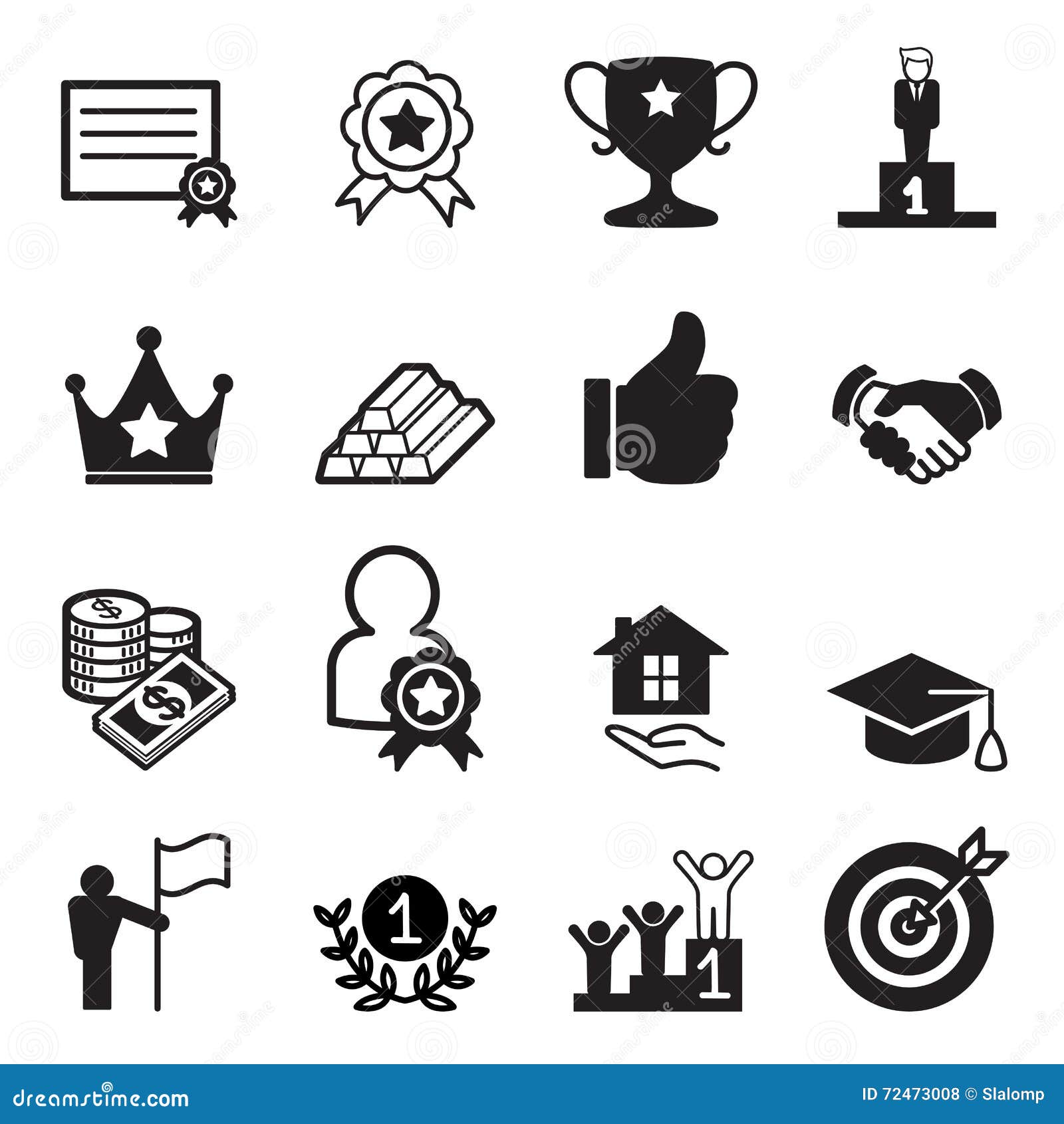 Success icon Set stock vector. Illustration of ribbon - 72473008