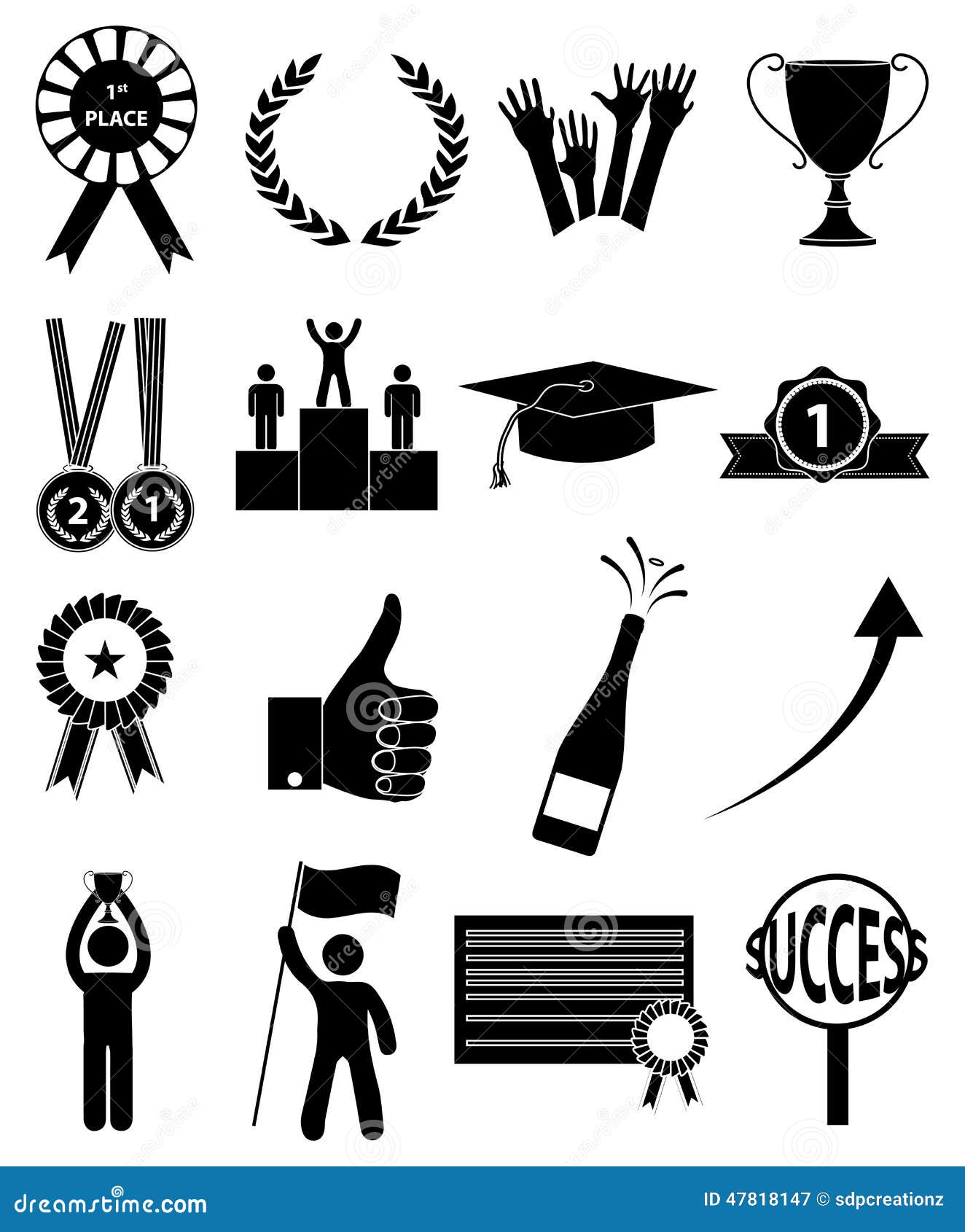 Success icons set stock vector. Illustration of success - 47818147