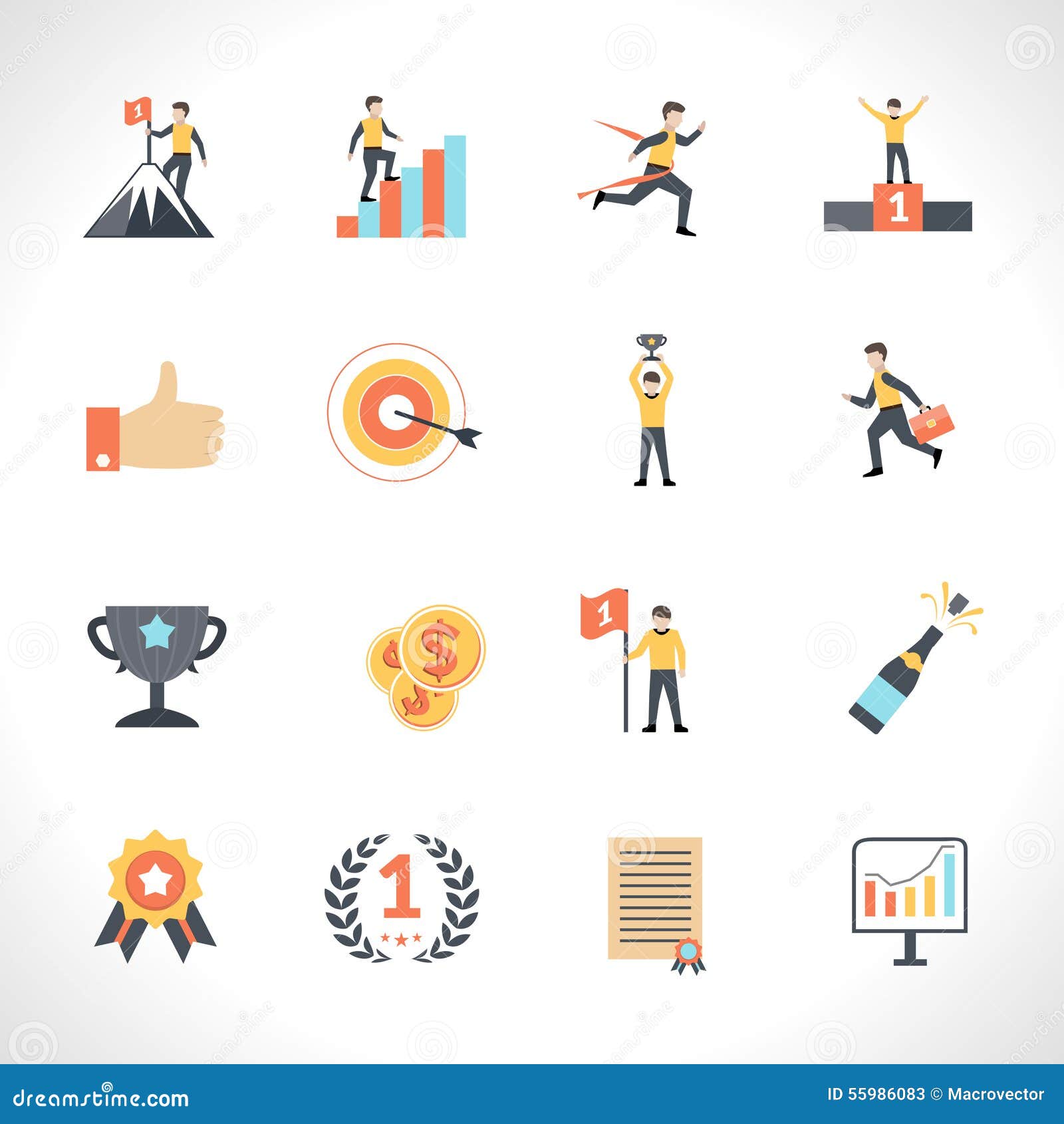 Success Icons Set stock vector. Illustration of pictogram - 55986083
