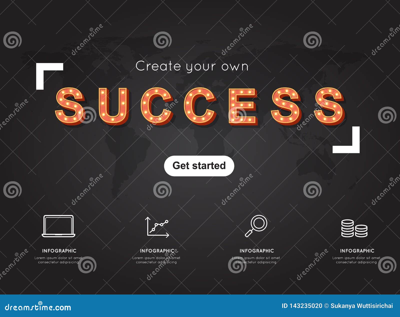 Success Infographic on Light Sign Design Stock Vector - Illustration of ...