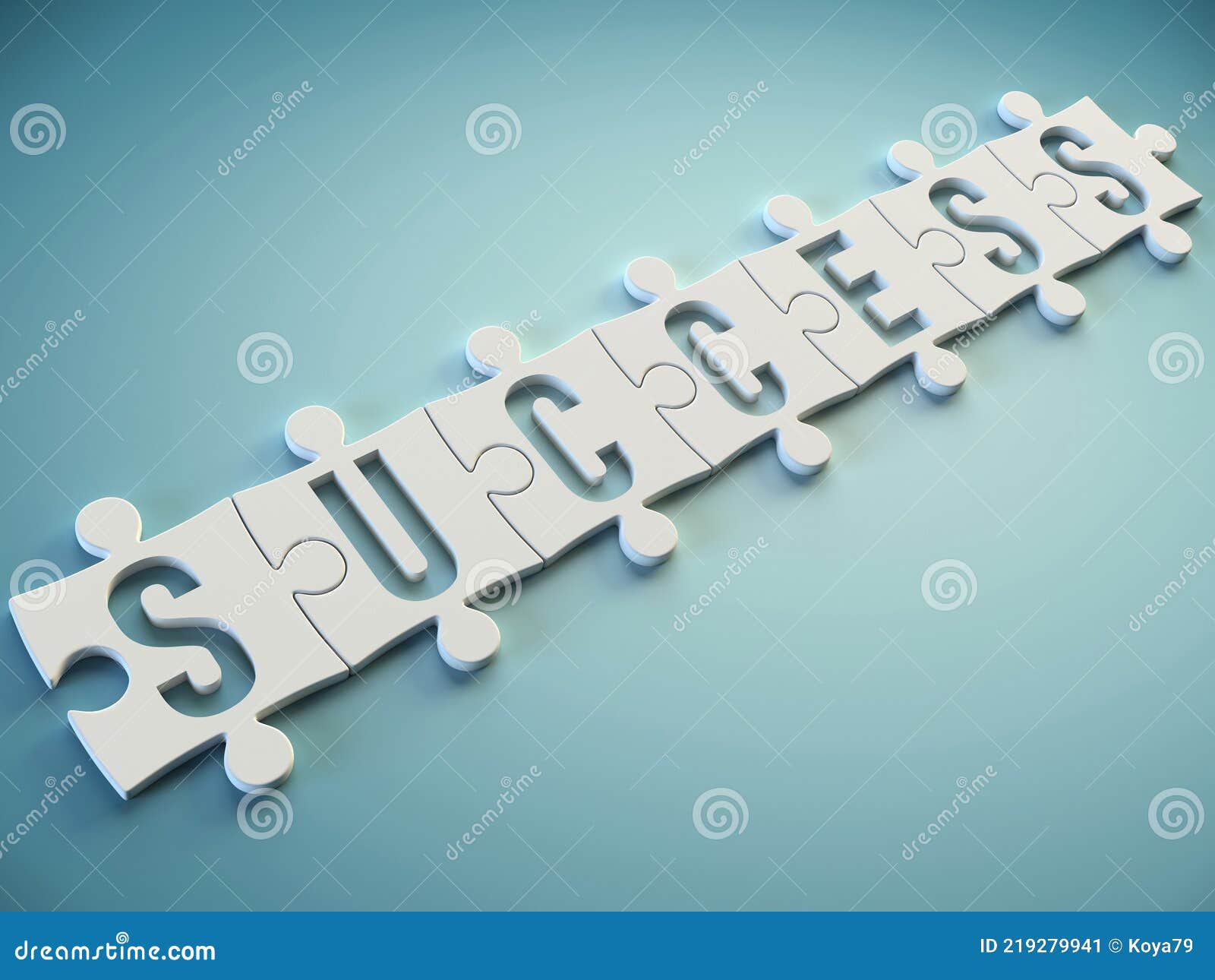 Success Jigsaw Puzzle Pieces Concept, 3d Rendering Stock Illustration ...