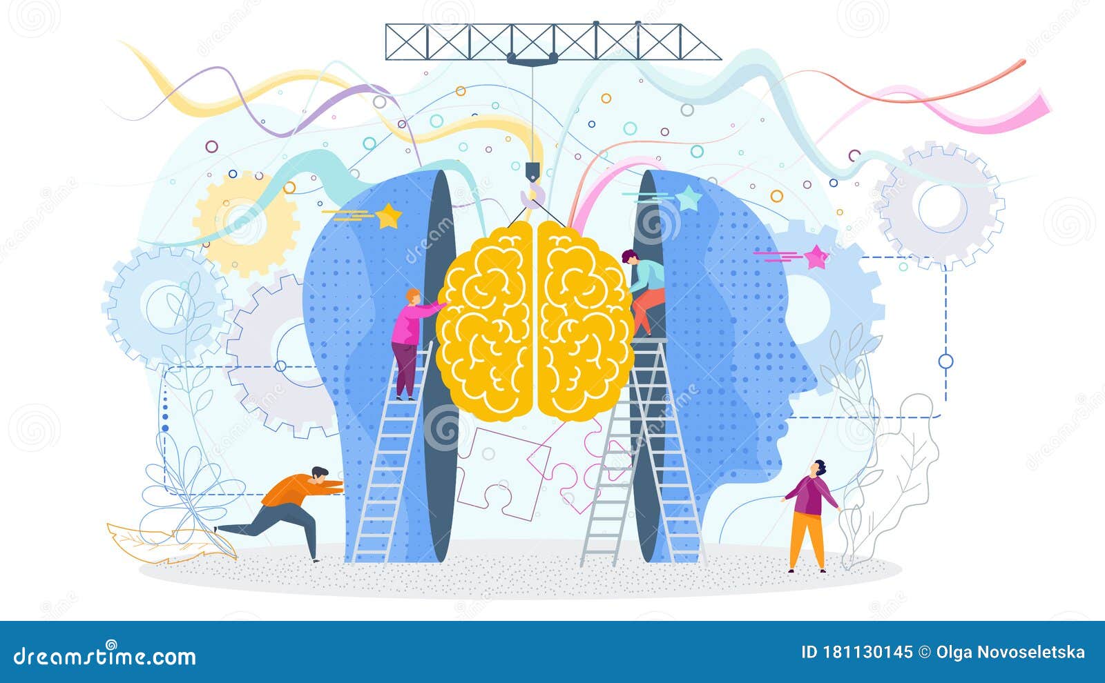 People Insert Brain Into Head Vector Illustration | CartoonDealer.com ...