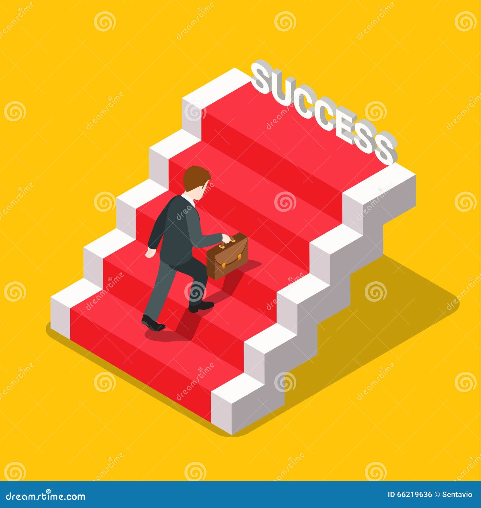 Success Red Ladder To Clouds Sky Background Stock Photo | CartoonDealer ...