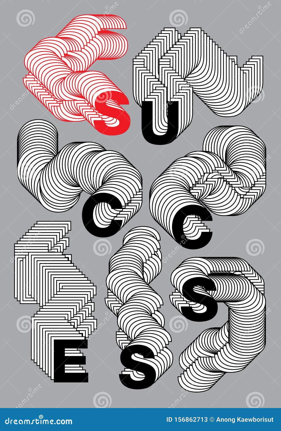 Success, layered alphabet stock vector. Illustration of monochrome ...