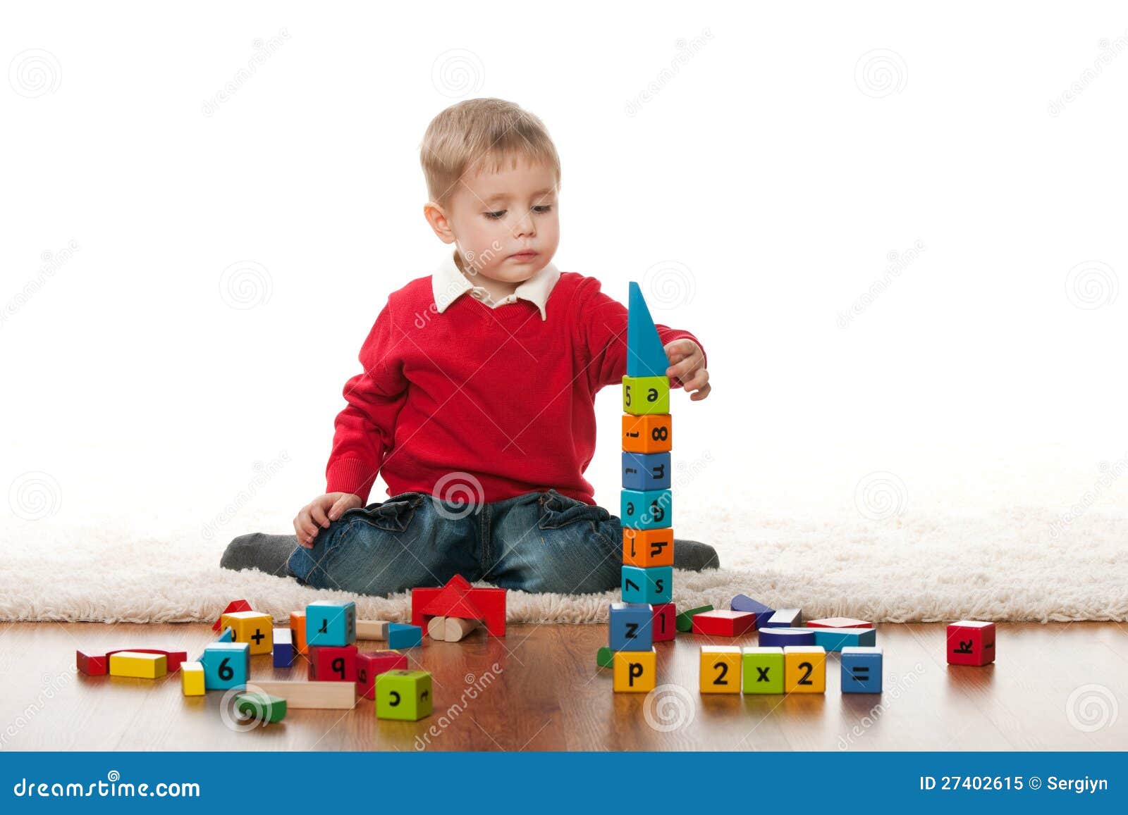 Success of a little boy stock image. Image of play, brick - 27402615