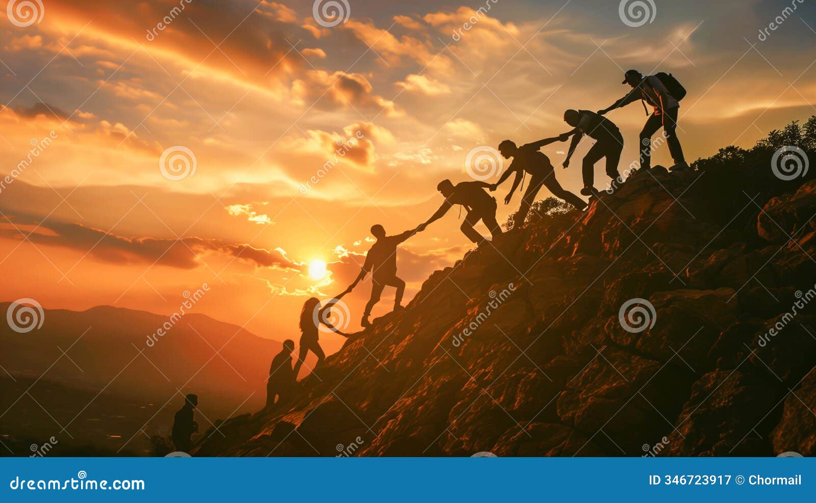 Success Man Mountain Teamwork Stock Illustration - Illustration of ...