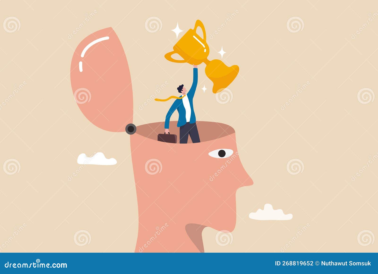 Mindset Positive Inside People Brain Mental Customer Belief Vector