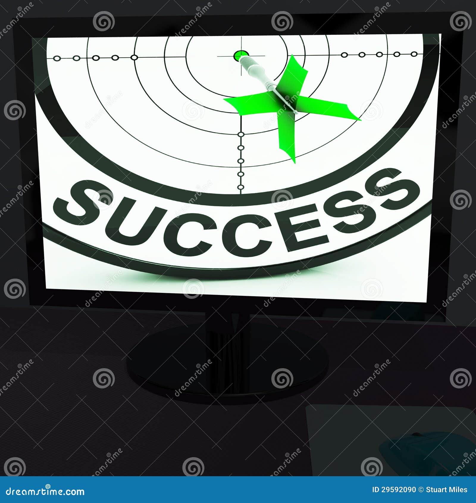 Success on Monitor Shows Progress Stock Illustration - Illustration of ...