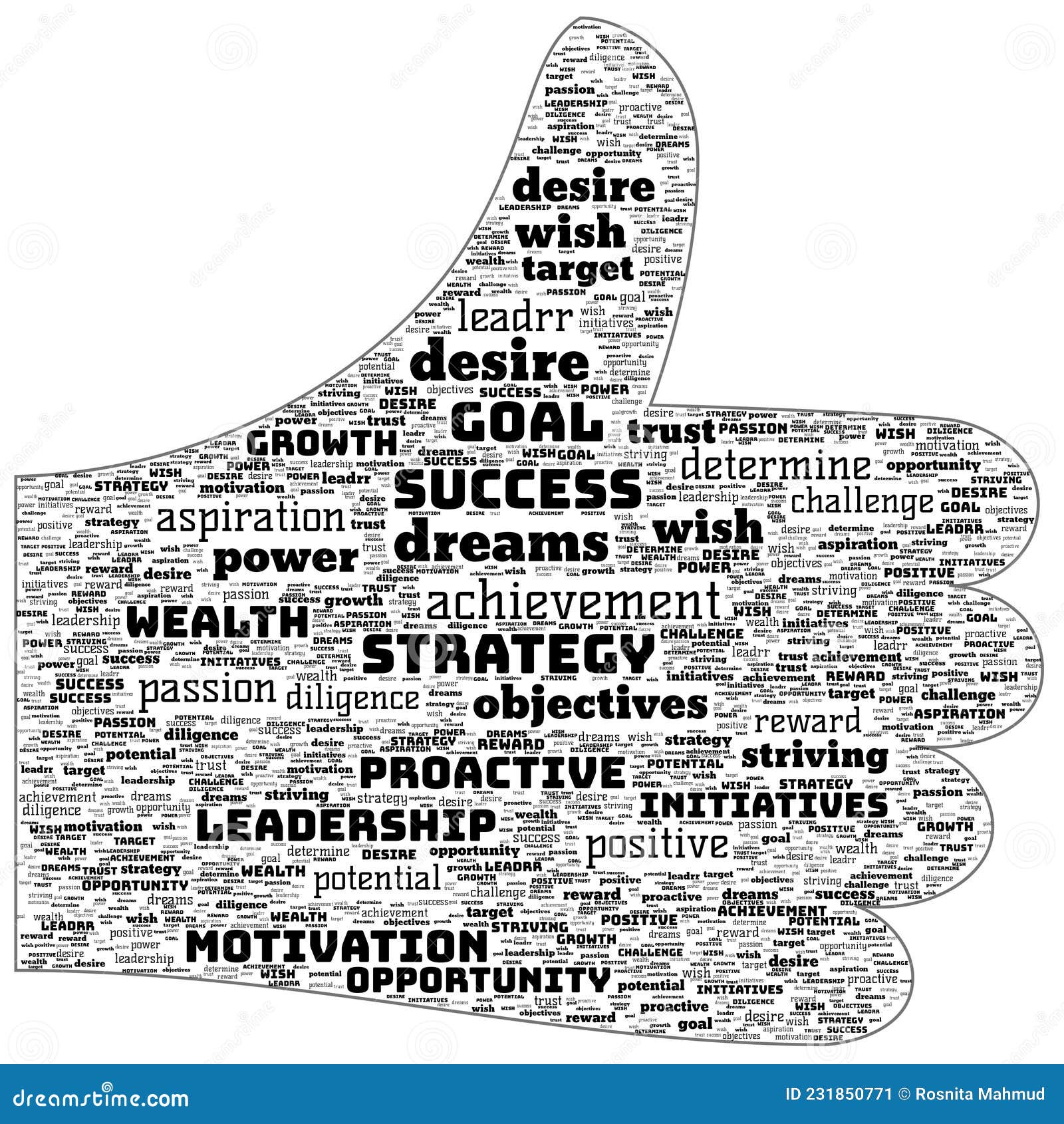 Success Motivational Word Cloud Illustration for Printing Stock ...