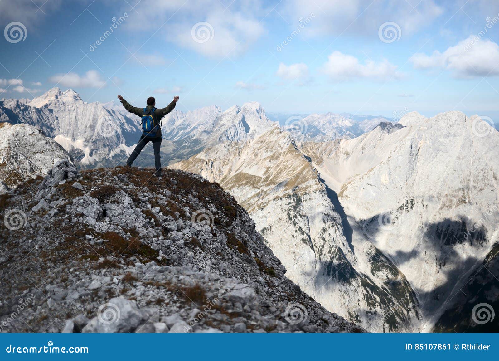 Success on mountain stock image. Image of explore, clouds - 85107861