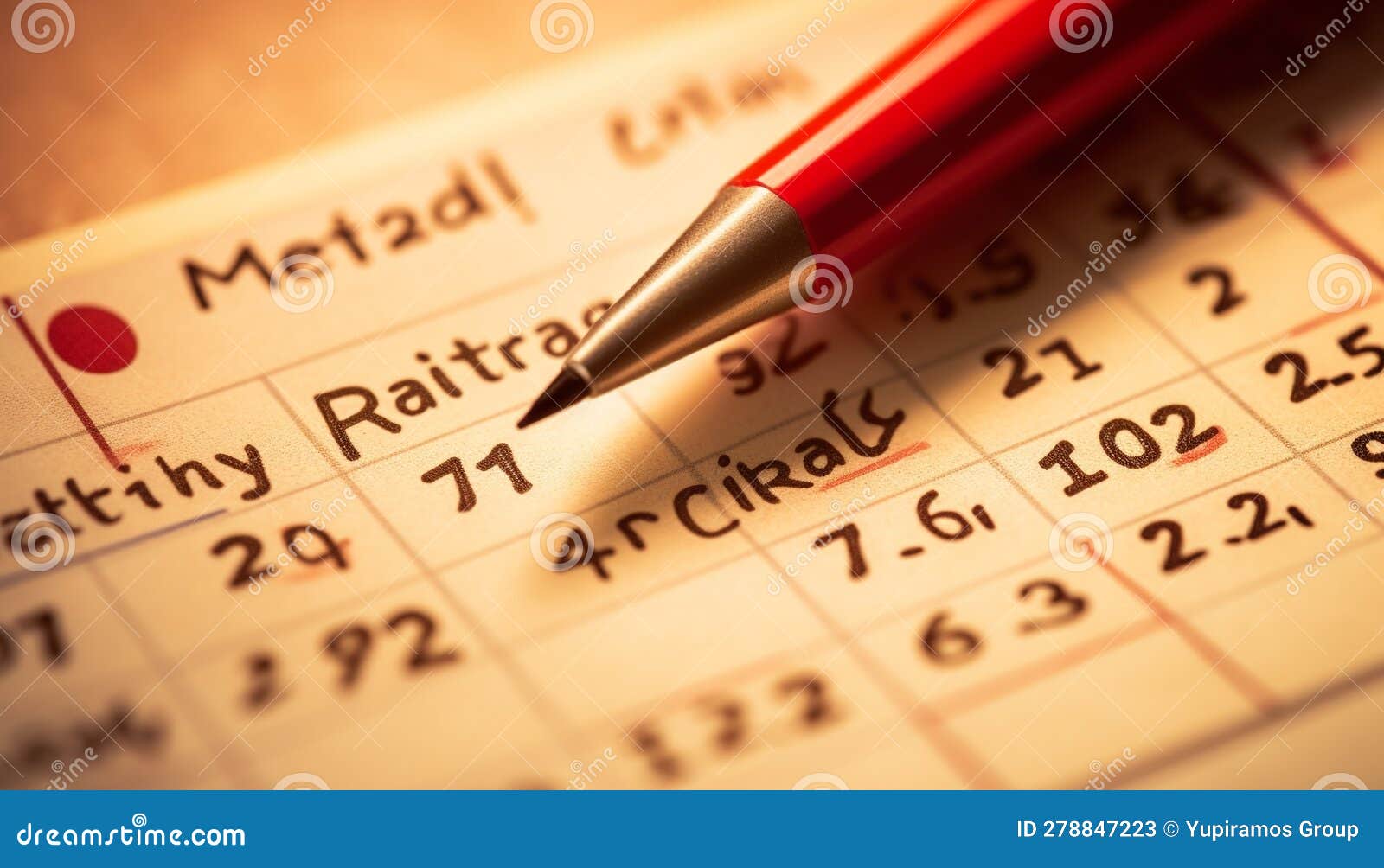 Success Plan Selective Focus on Calendar Date, Pen, and Document ...