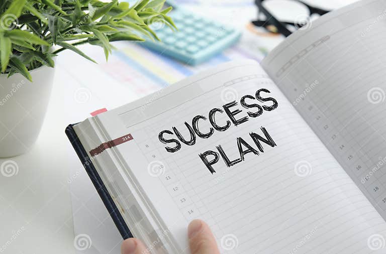 Success Plan Text on Notepad in Hands with Flowers and Calculator Stock ...