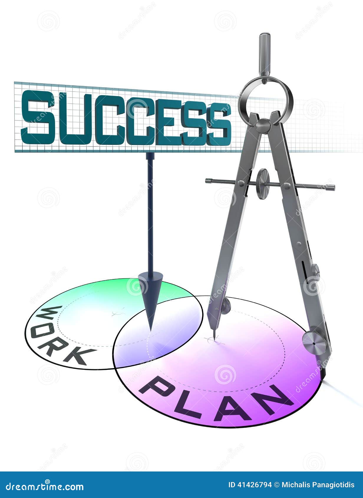Success, Plan and Work in Circles and Drawing Compass Stock ...