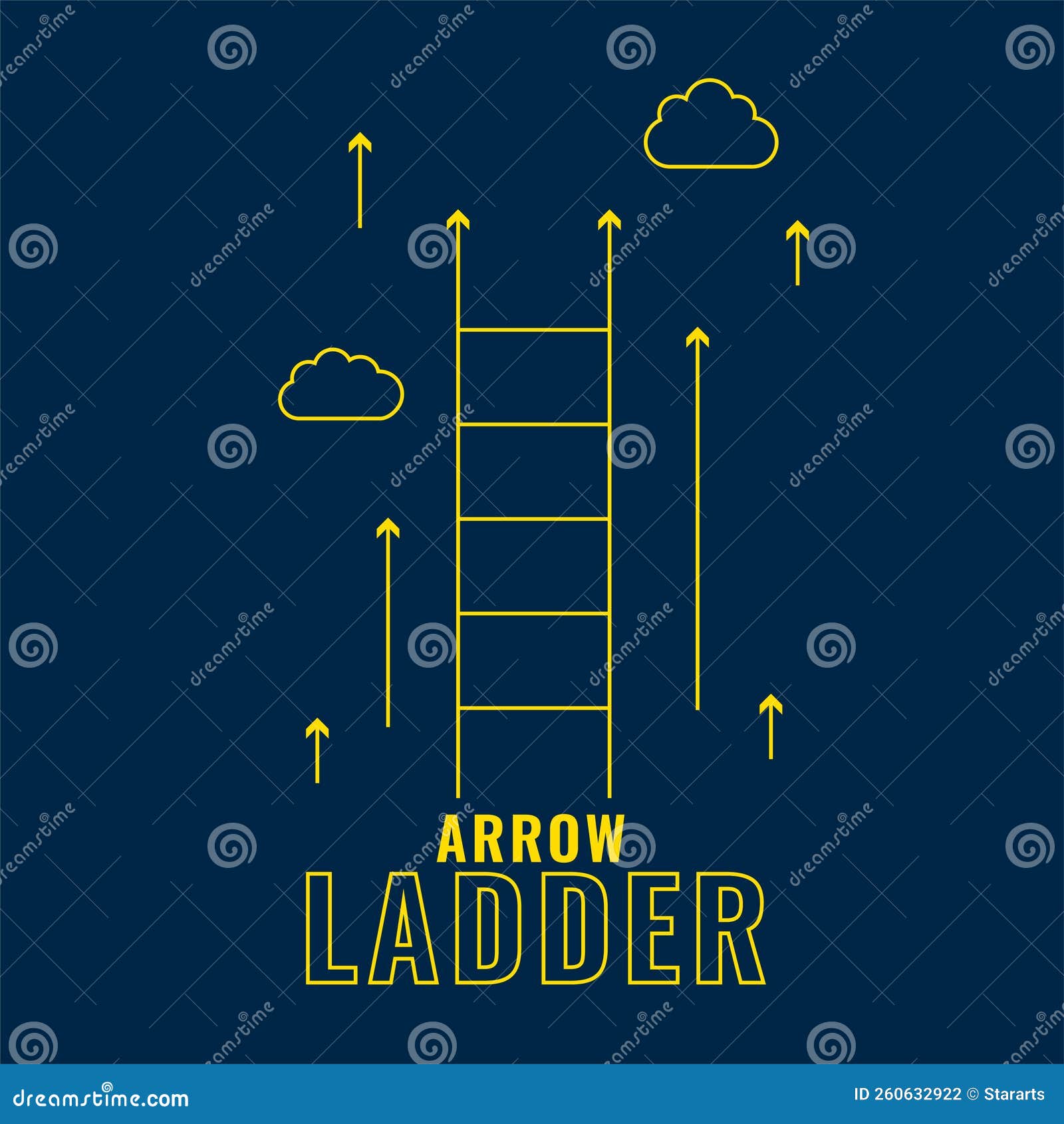 Success and Progress Concept with Arrow Ladder and Cloud Design Vector ...