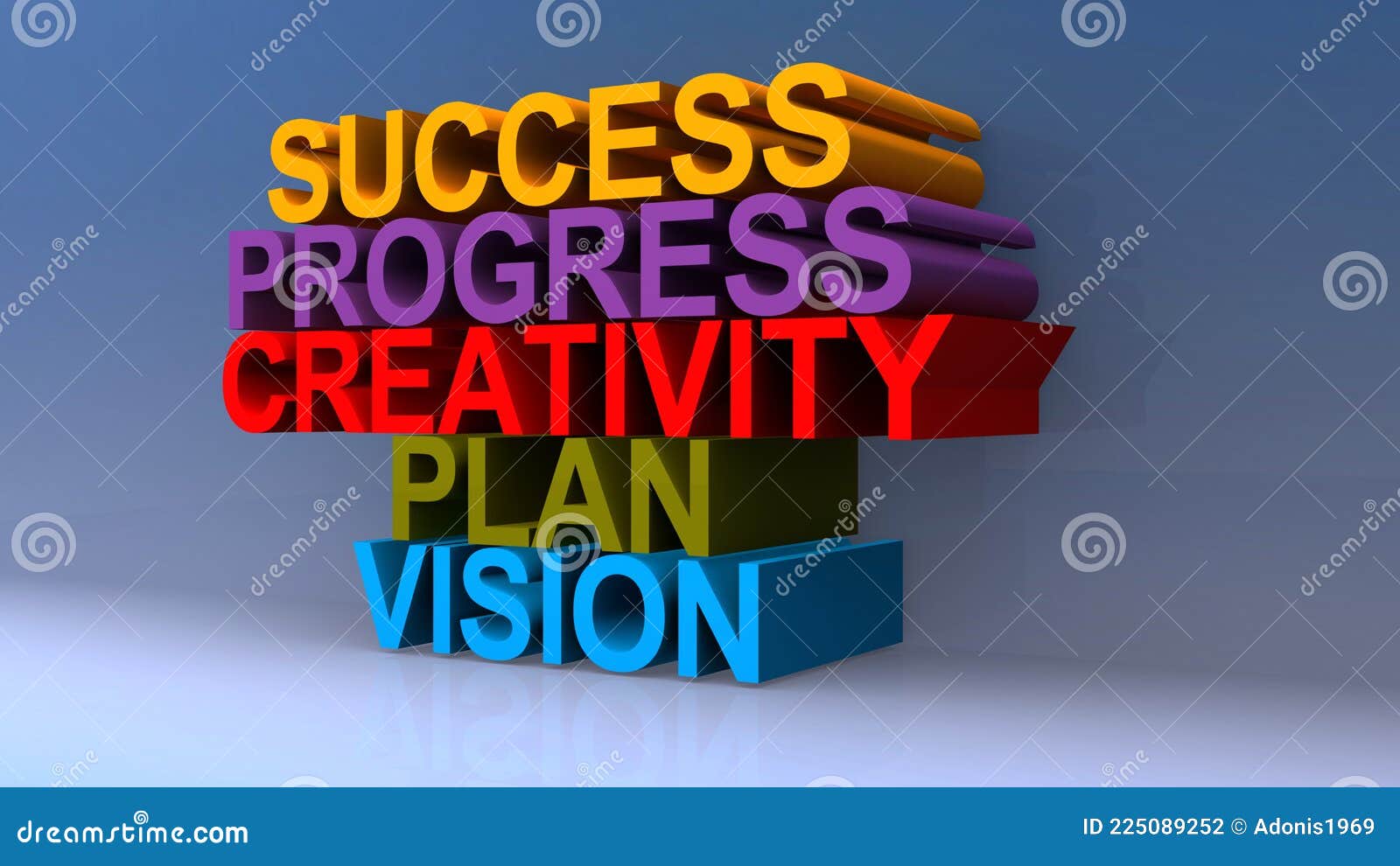Success Progress Creativity Plan Vision on Blue Stock Illustration ...