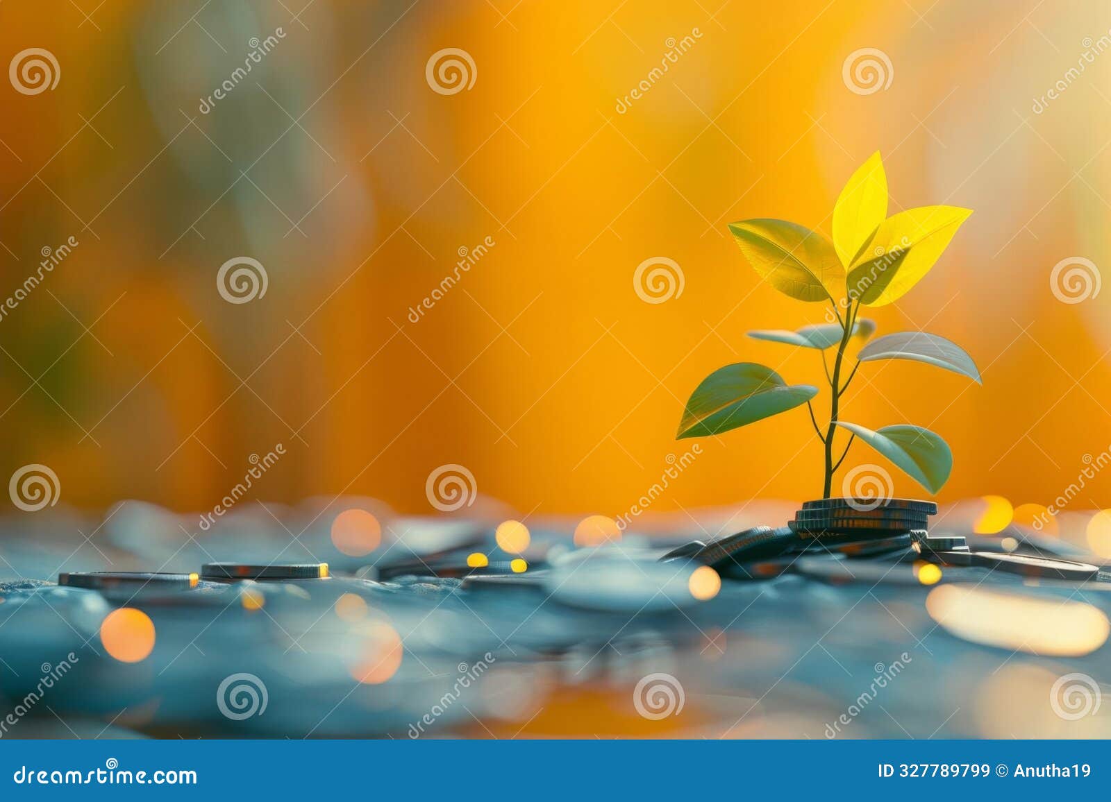 Success and Prosperity Symbol with Plant and Money Stock Illustration ...