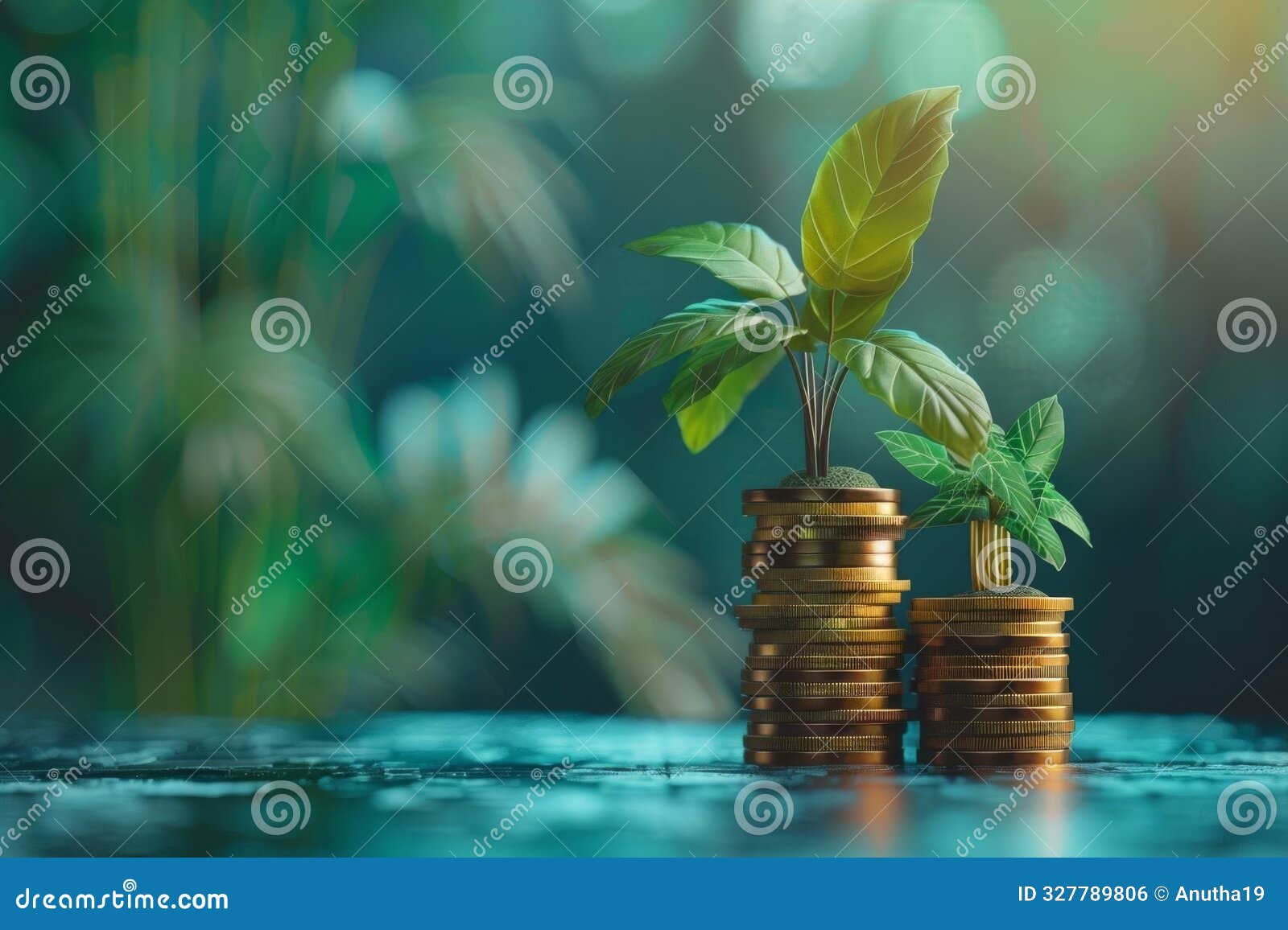 Success and Prosperity Symbol with Plant and Money Stock Illustration ...