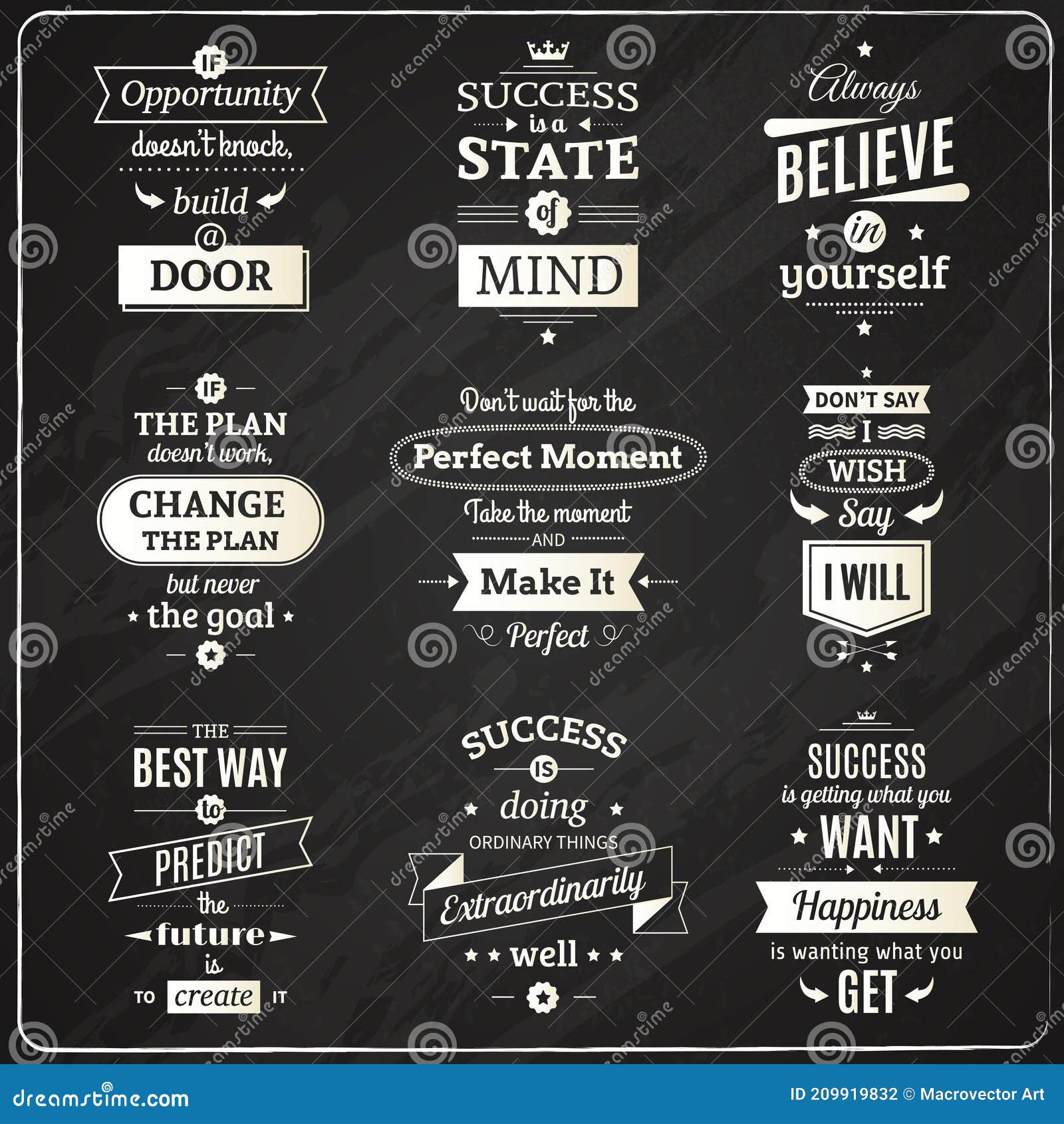 Success Quotes Chalkboard stock vector. Illustration of graphic - 209919832