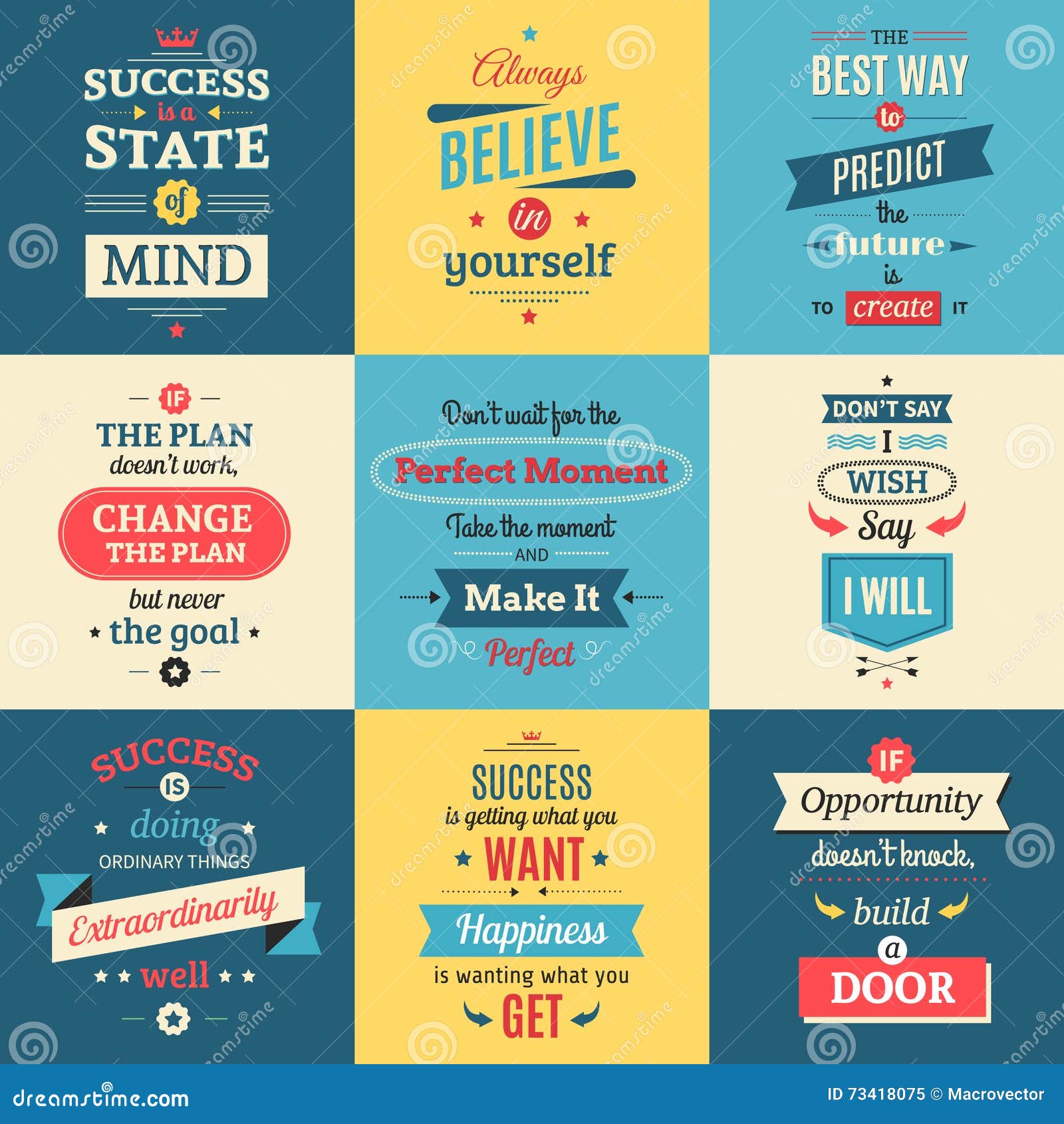 Success Quotes Colored Posters Stock Vector - Illustration of album ...