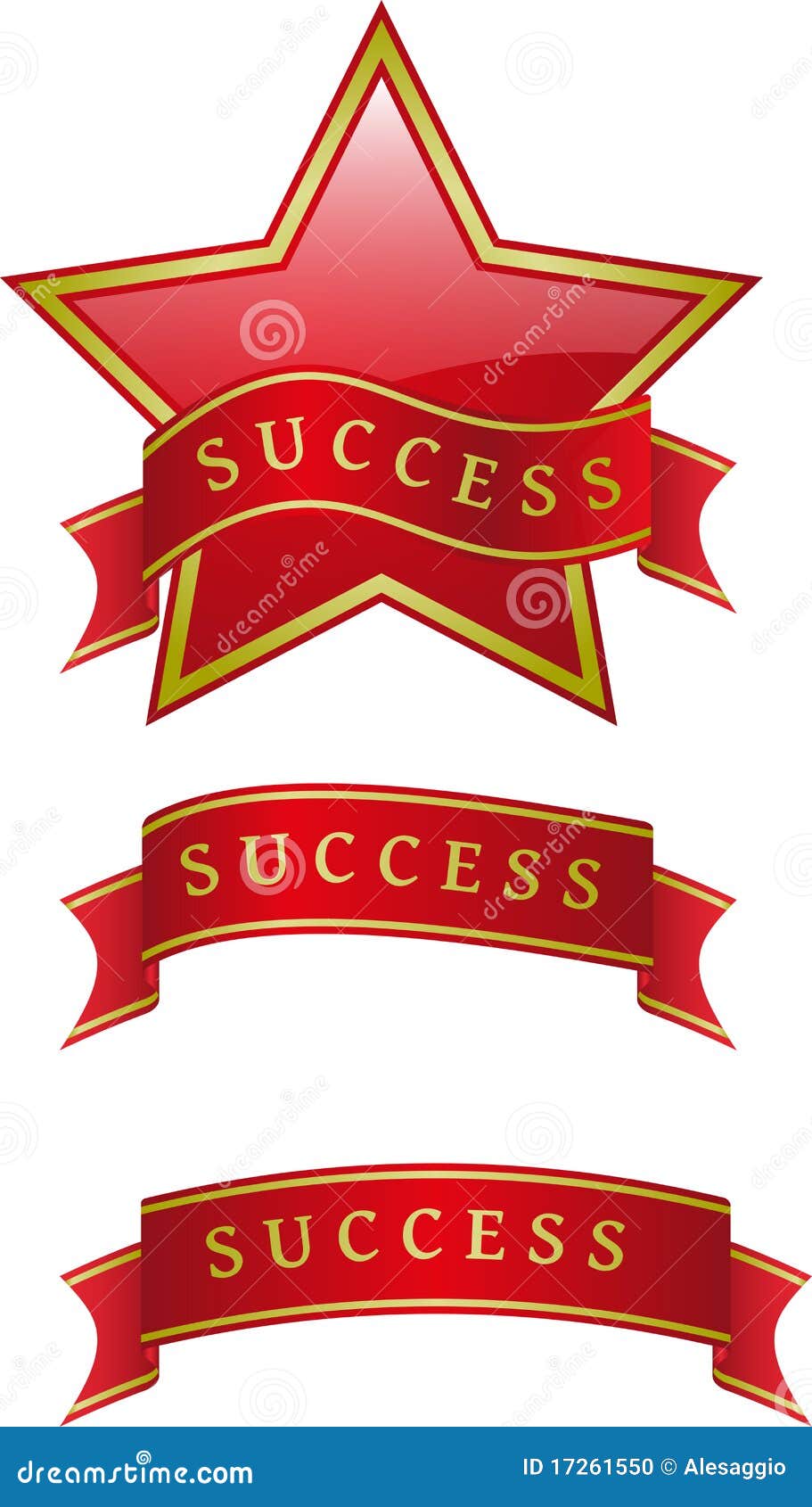 Success star ribbon stock vector. Illustration of white - 17261550