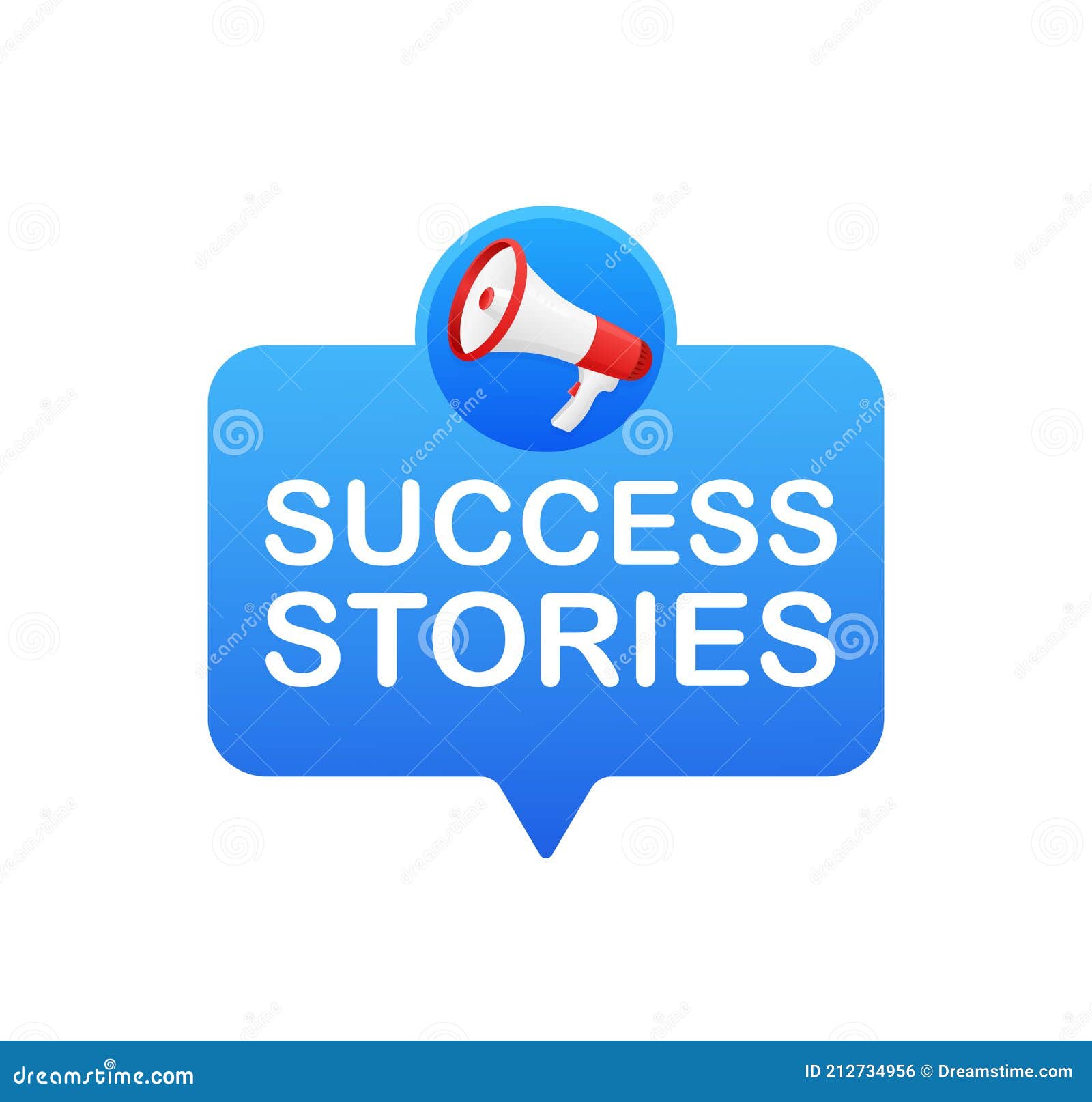 Success Stories. Badge with Megaphone Icon. Flat Vector Illustration on ...