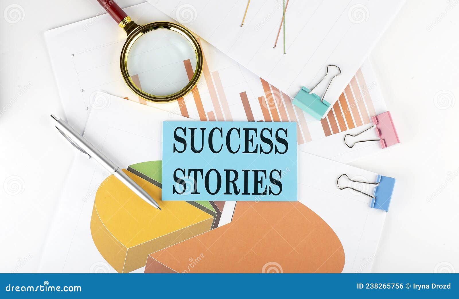 SUCCESS STORIES Text on the Sticker on the Paper Diagram Stock Photo ...