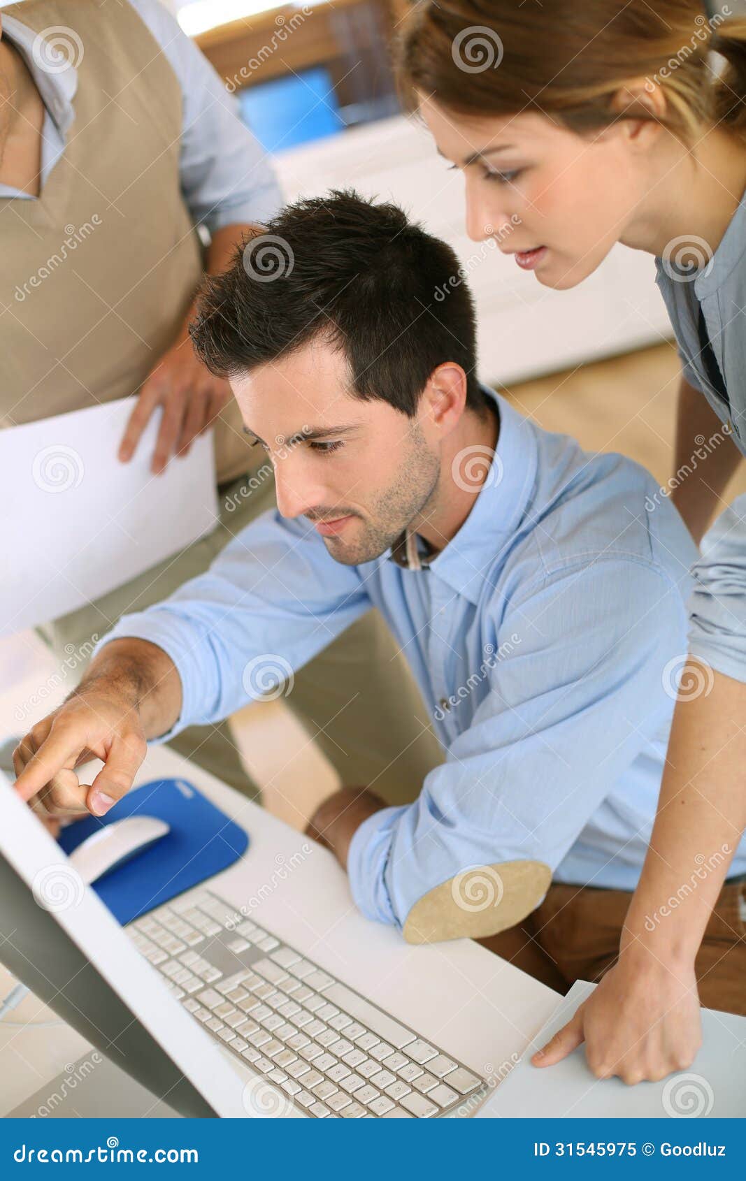 Success for Team Working on Computer Stock Image - Image of computer ...