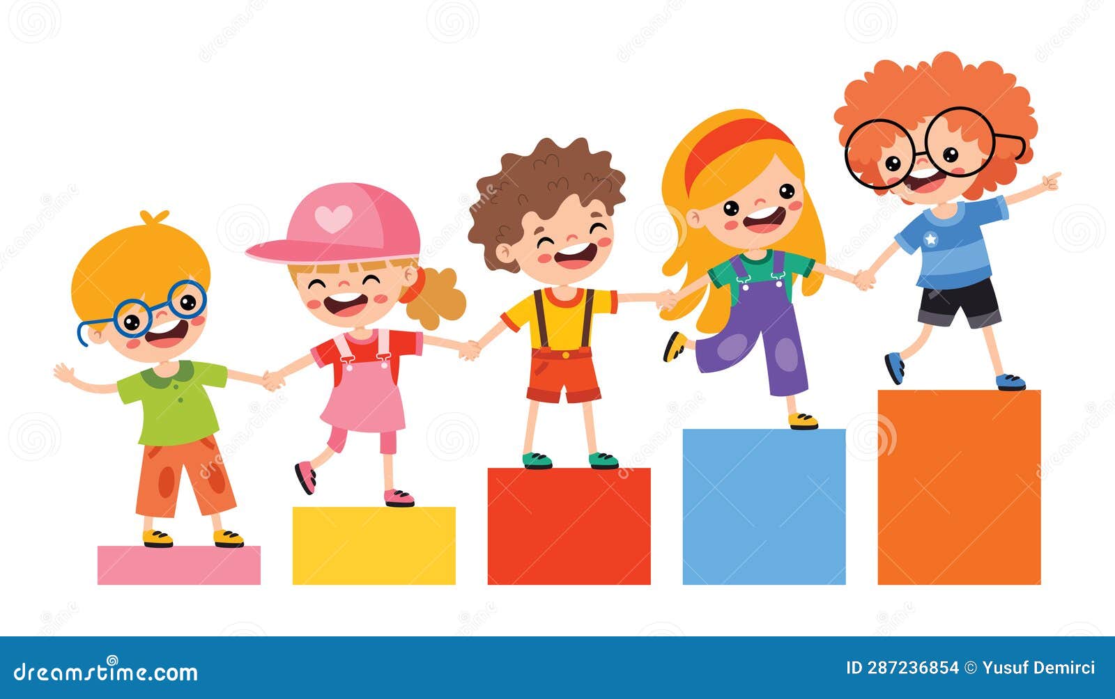 Success and Teamwork Concept with Cartoon Kids Stock Illustration ...