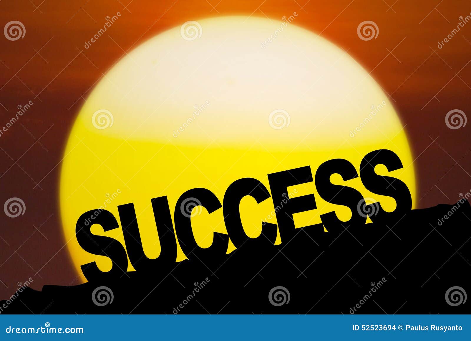 Success Text on the Hill at Sunset Stock Photo - Image of inspiration ...