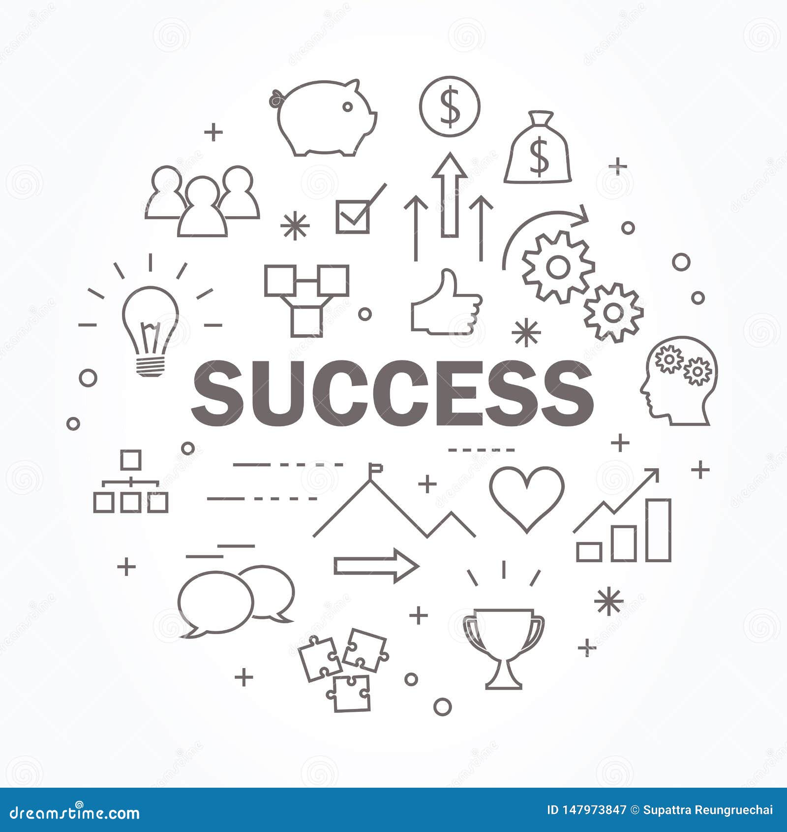 Success Thin Line Icon Set. Vector Illustration Stock Vector ...