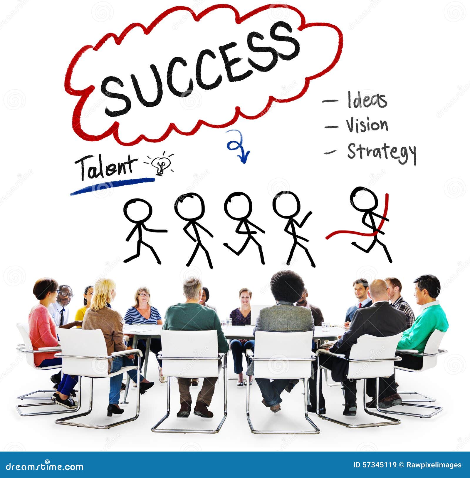 Success Thought Bubble Stick People Concept Stock Image - Image of ...