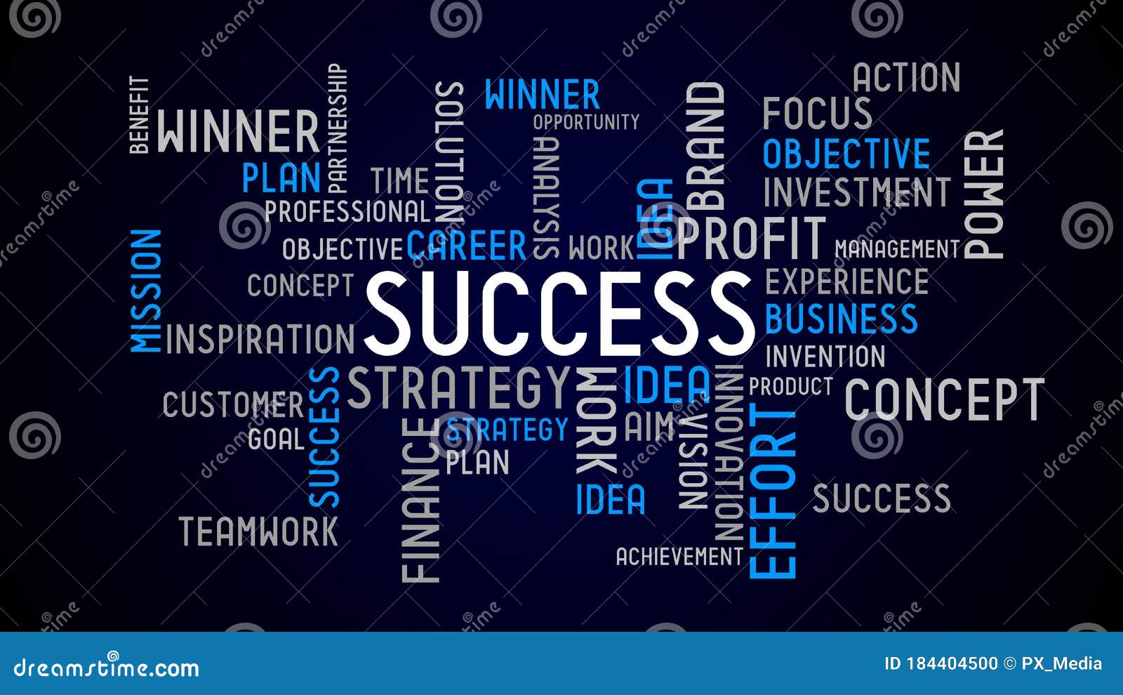 Success - Typographic Concept, Black Background Stock Illustration ...