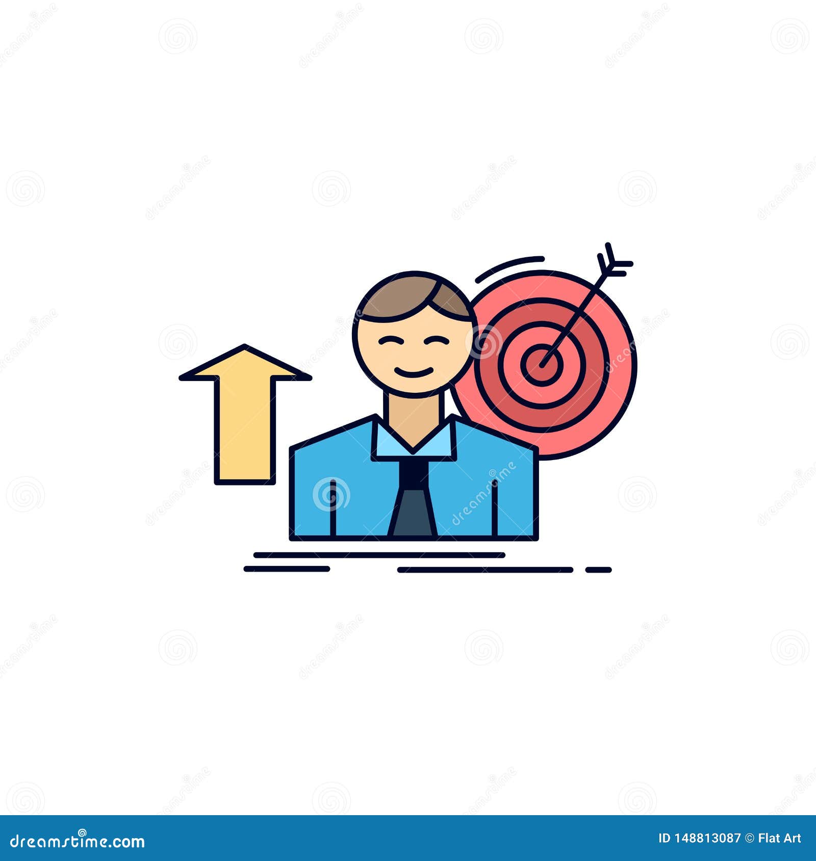 Success, User, Target, Achieve, Growth Flat Color Icon Vector Stock ...