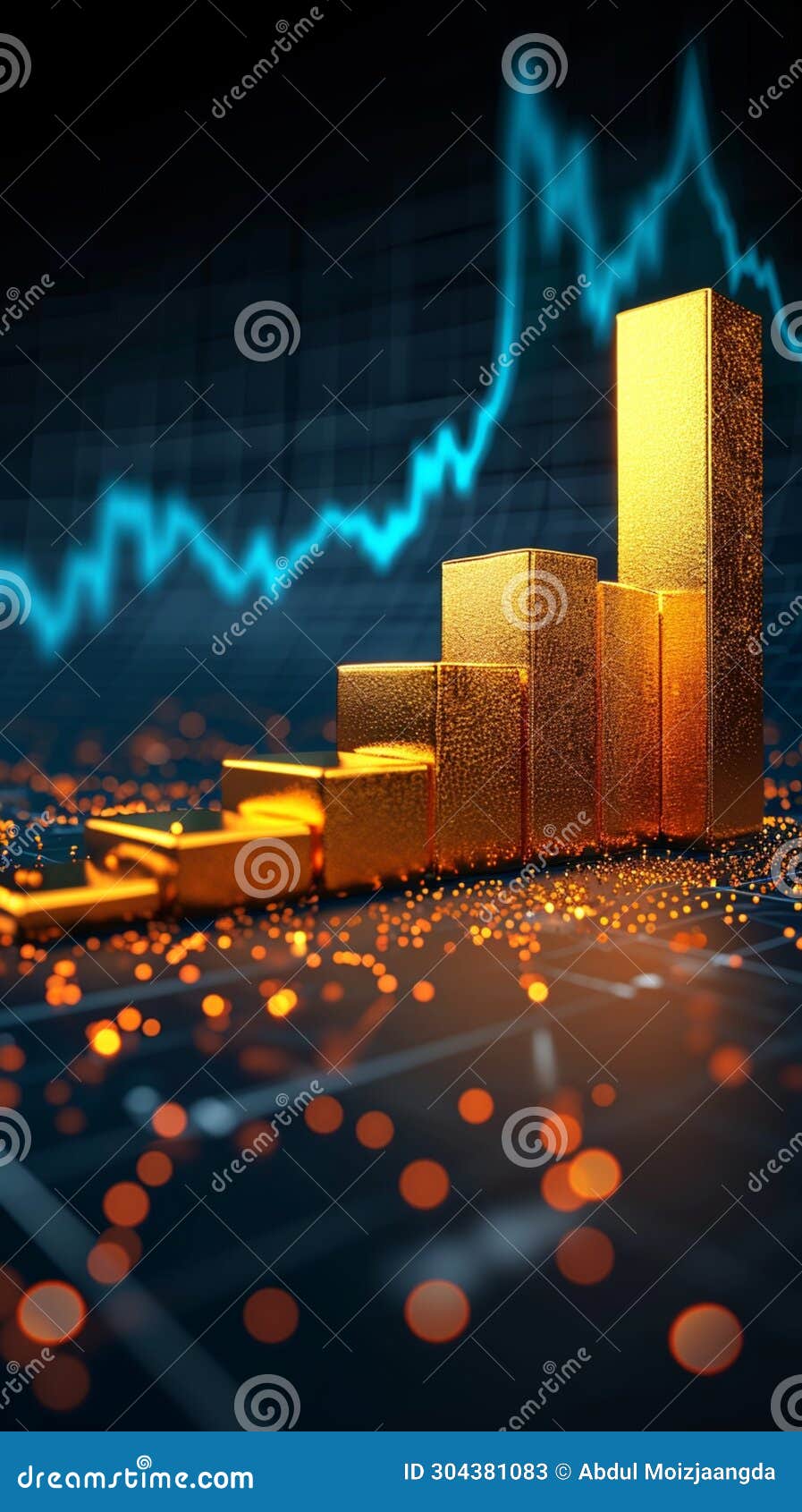 Success Visualization Business Growth Concept with Gold Market Chart ...