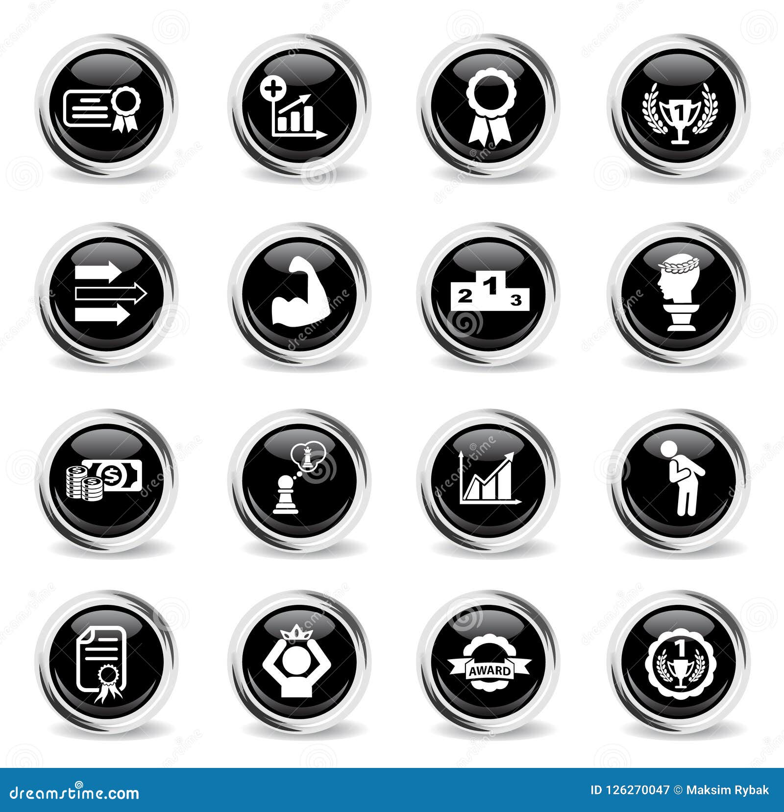Success icon set stock vector. Illustration of round - 126270047
