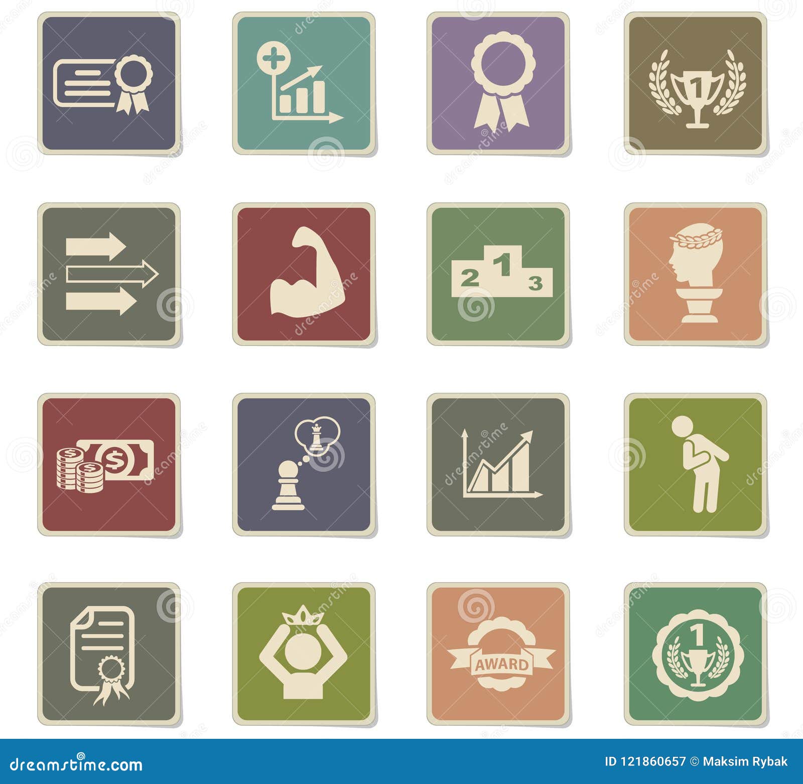 Success icon set stock vector. Illustration of sticker - 121860657