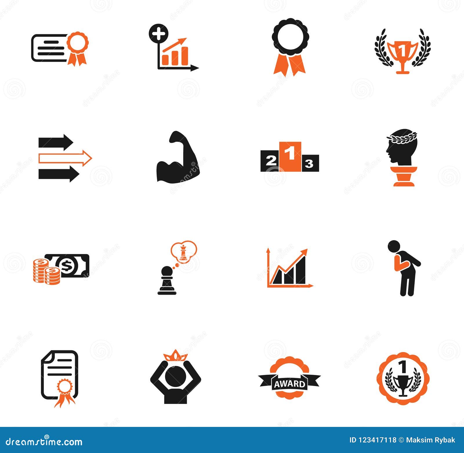 Success icon set stock vector. Illustration of dream - 123417118