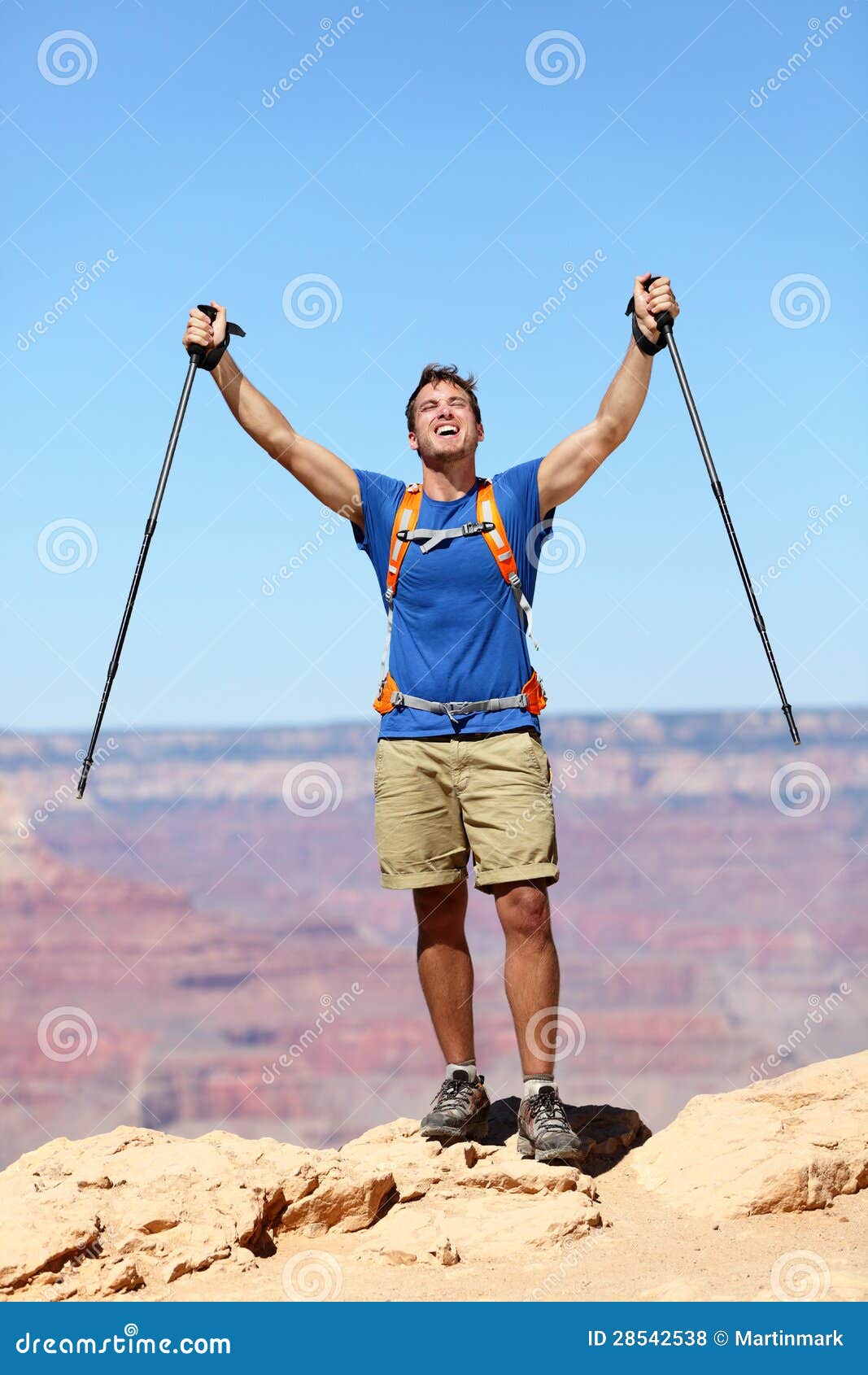 Success Winner Hiker Cheering Happy Stock Photo - Image of happiness ...