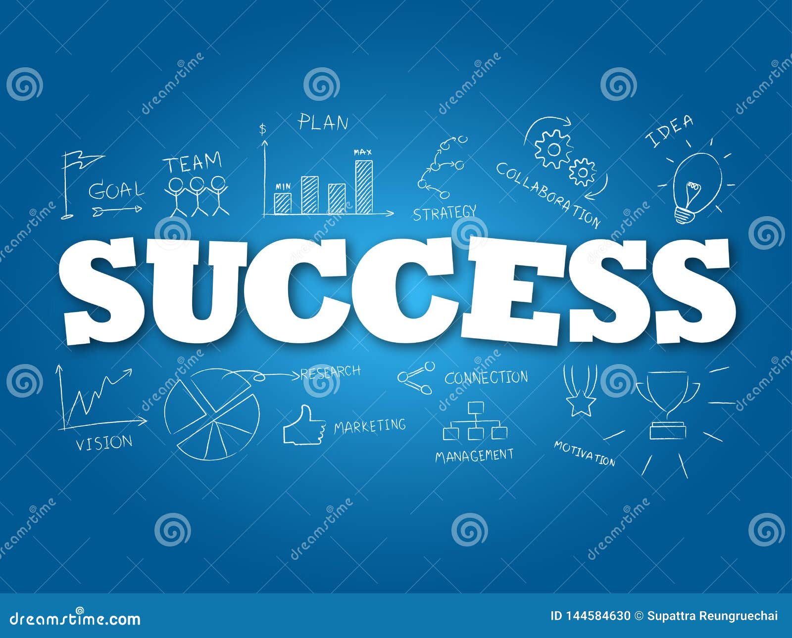 Success Word on Light Blue Background. Vector Illustration Stock Vector ...