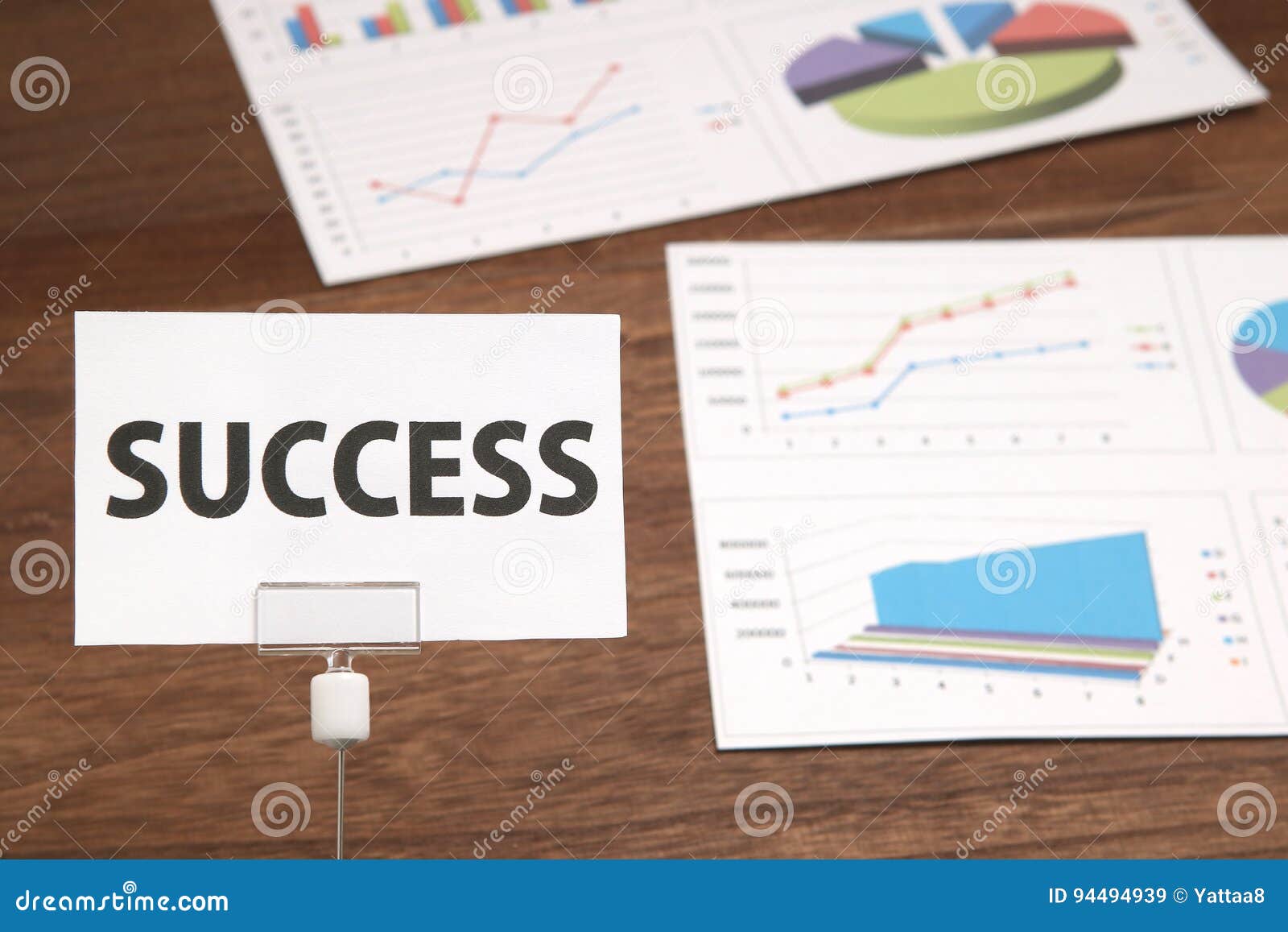 Success Word Written on a Piece of Paper in Front of Business Documents ...