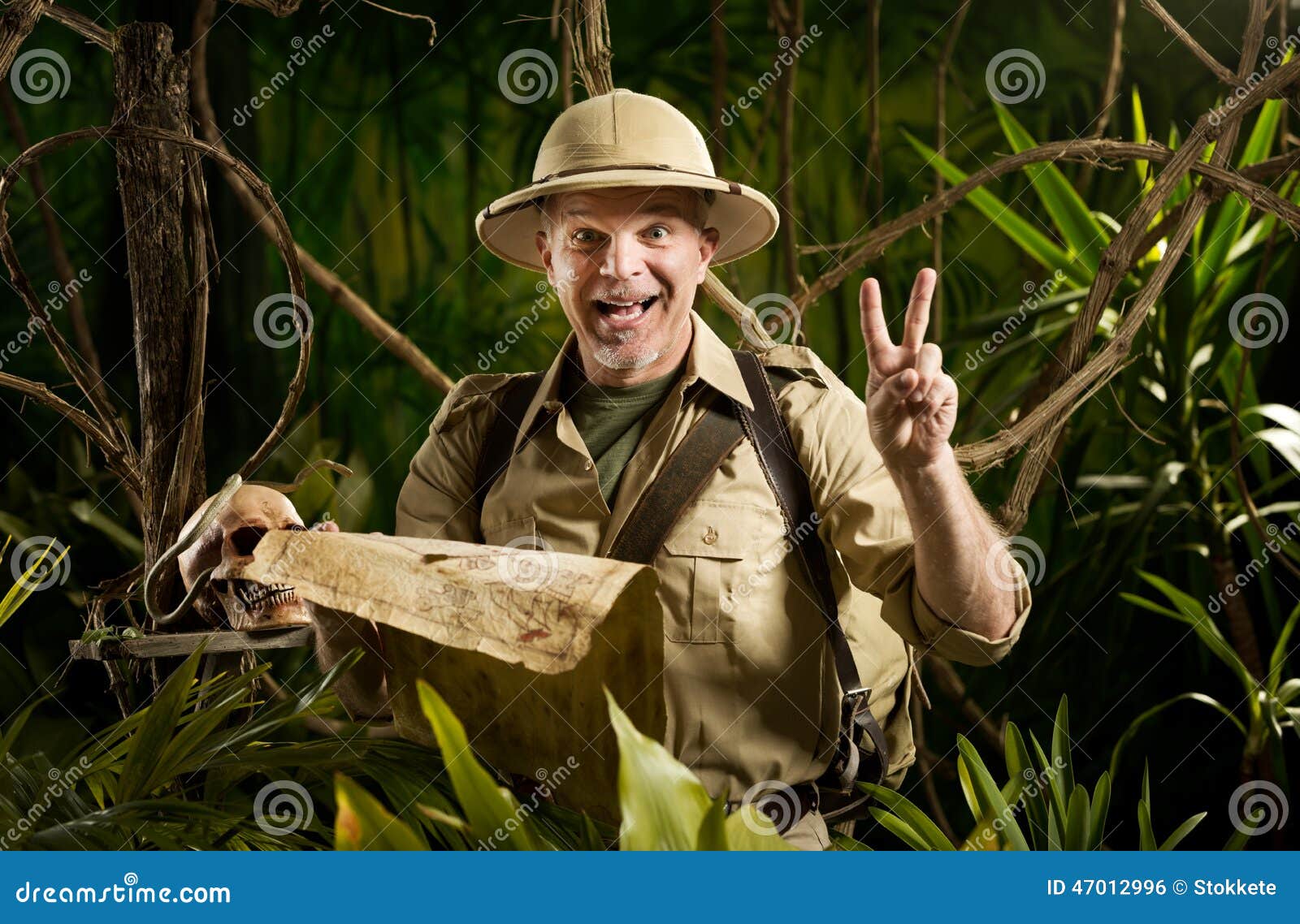 Successful Adventurer in the Jungle Stock Photo - Image of idea ...