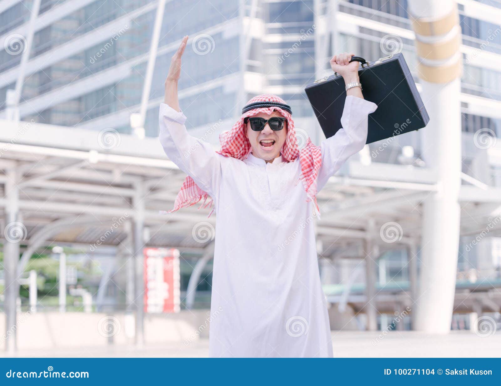 Successful Arabic Businessman in the Middle East Celebrating Win Stock ...