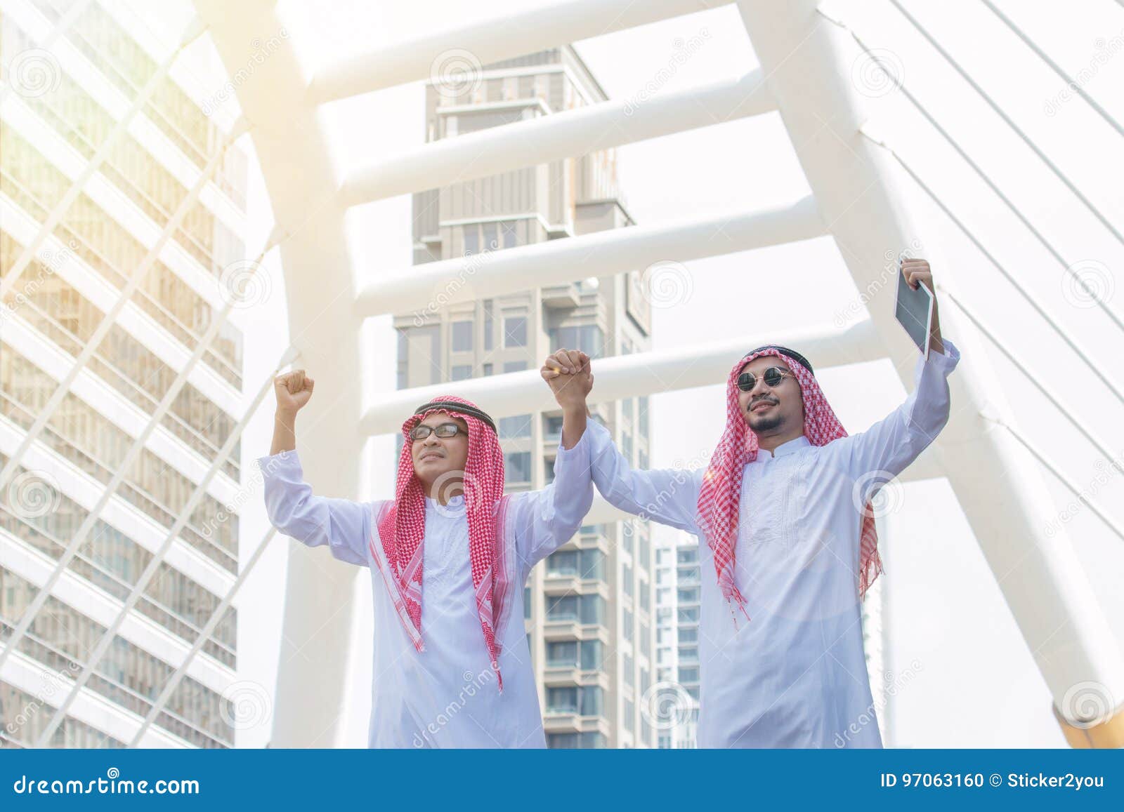 Successful Arabic Man Celebrating Win Stock Photo - Image of headscarf ...