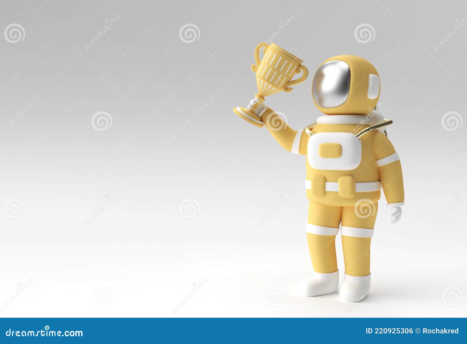 Successful Astronaut Got the First Prize Trophy 3D Rendering Stock ...