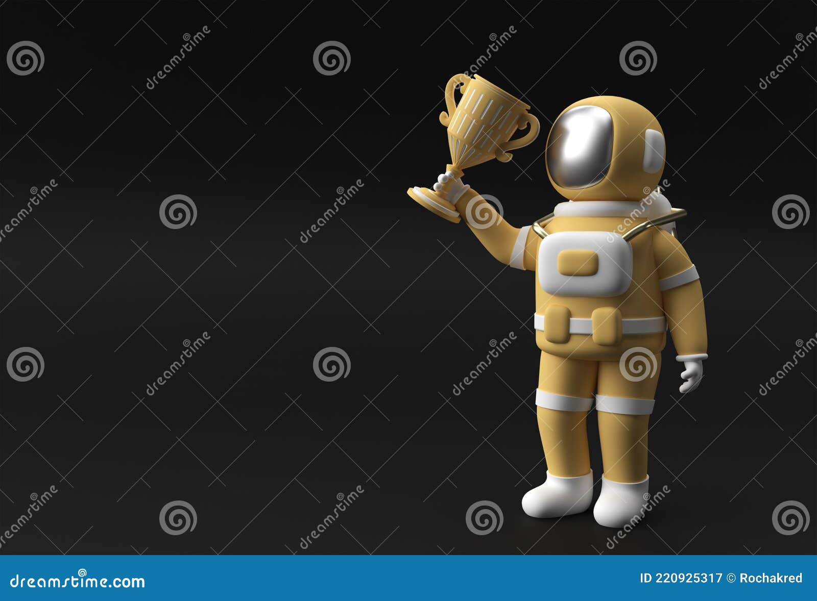 Successful Astronaut Got the First Prize Trophy 3D Rendering Stock ...