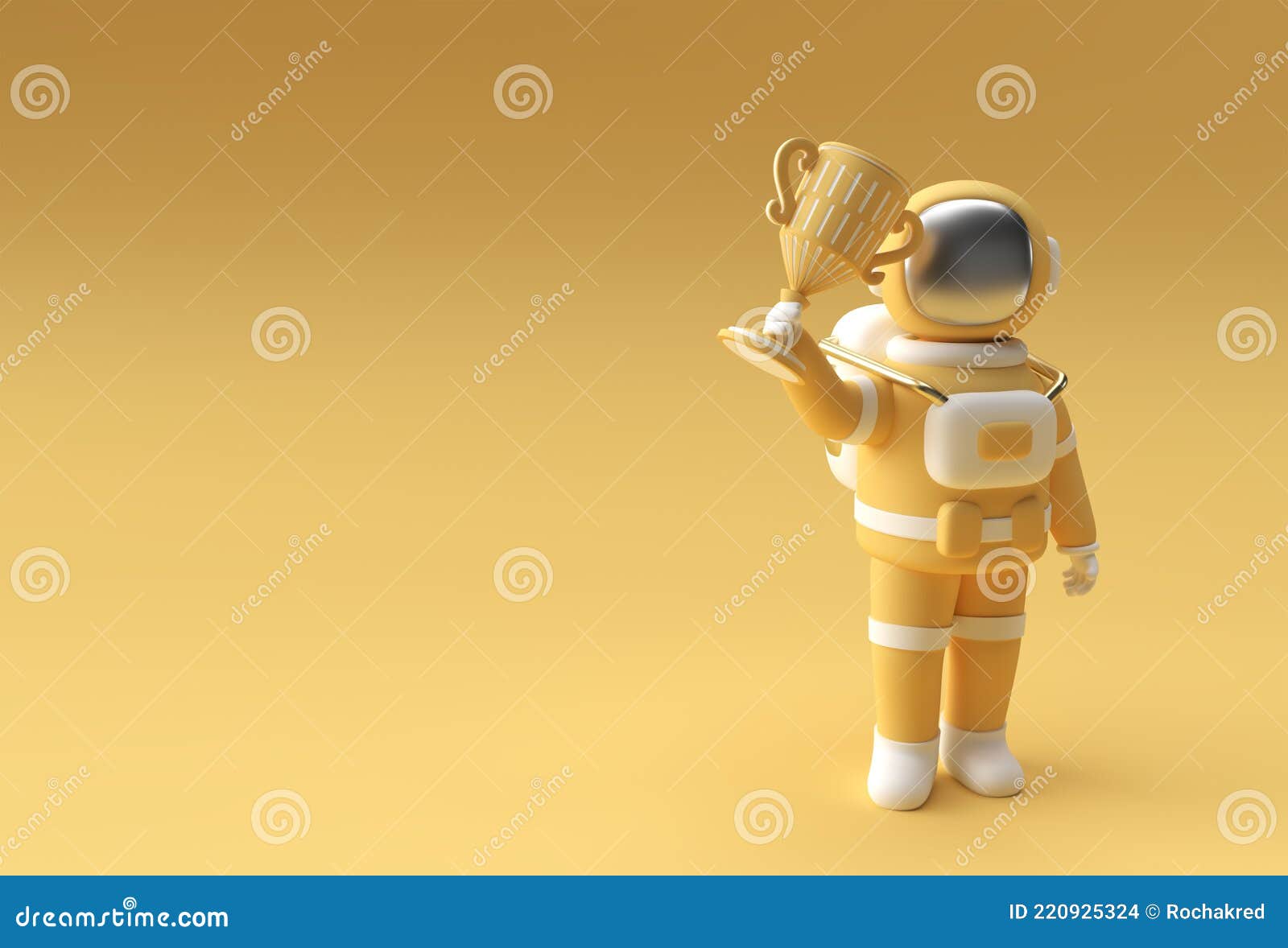 Successful Astronaut Got the First Prize Trophy 3D Rendering Stock ...