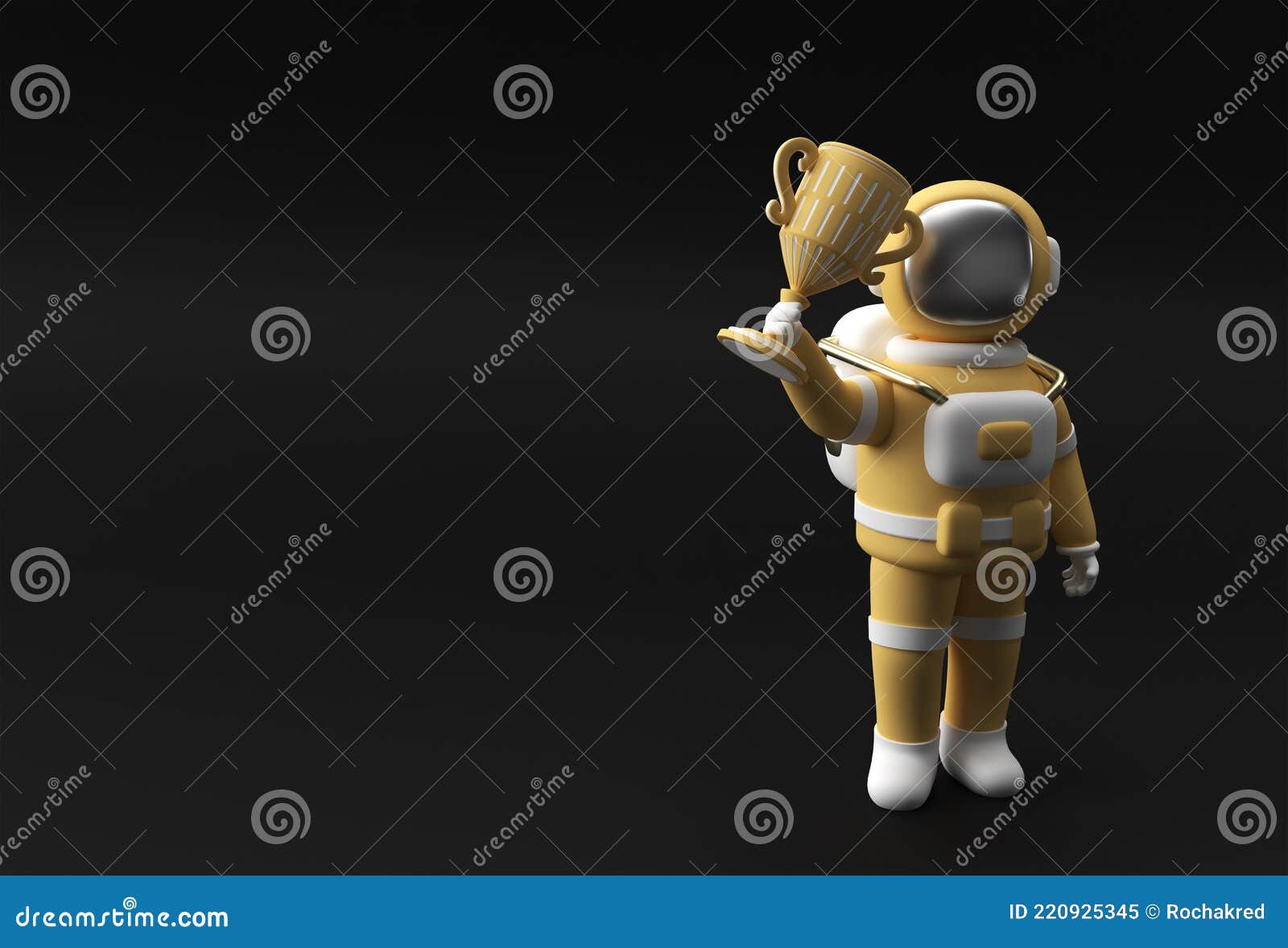 Successful Astronaut Got the First Prize Trophy 3D Rendering Stock ...