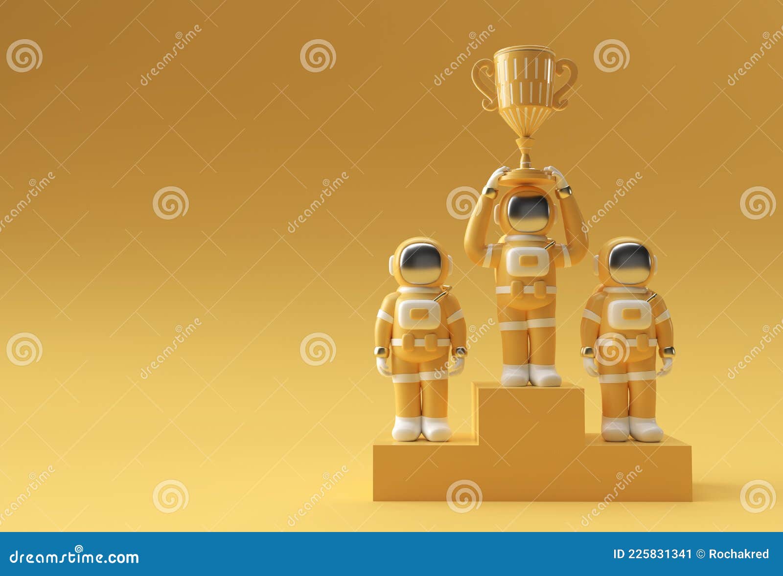 Successful Astronaut Got the First Prize Trophy 3D Rendering Stock ...
