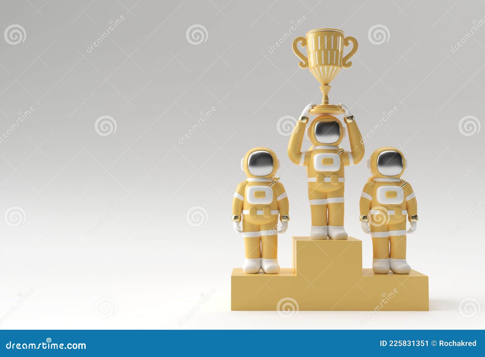 Successful Astronaut Got the First Prize Trophy 3D Rendering Stock ...