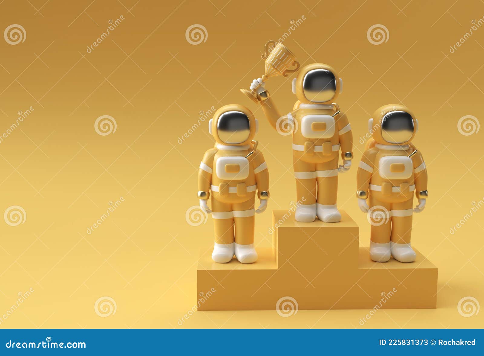 Successful Astronaut Got the First Prize Trophy 3D Rendering Stock ...